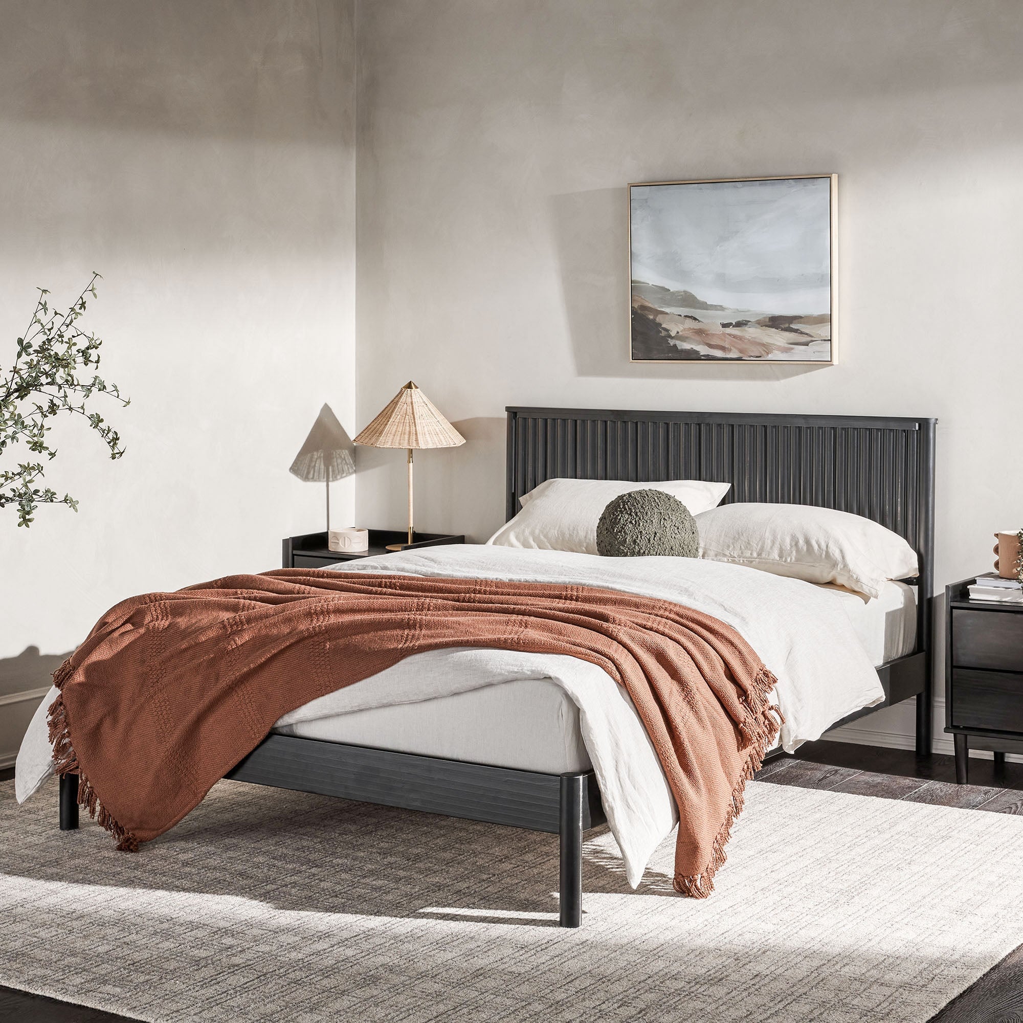 Paris Contemporary Reeded Headboard Solid Wood Bed – Walker Edison