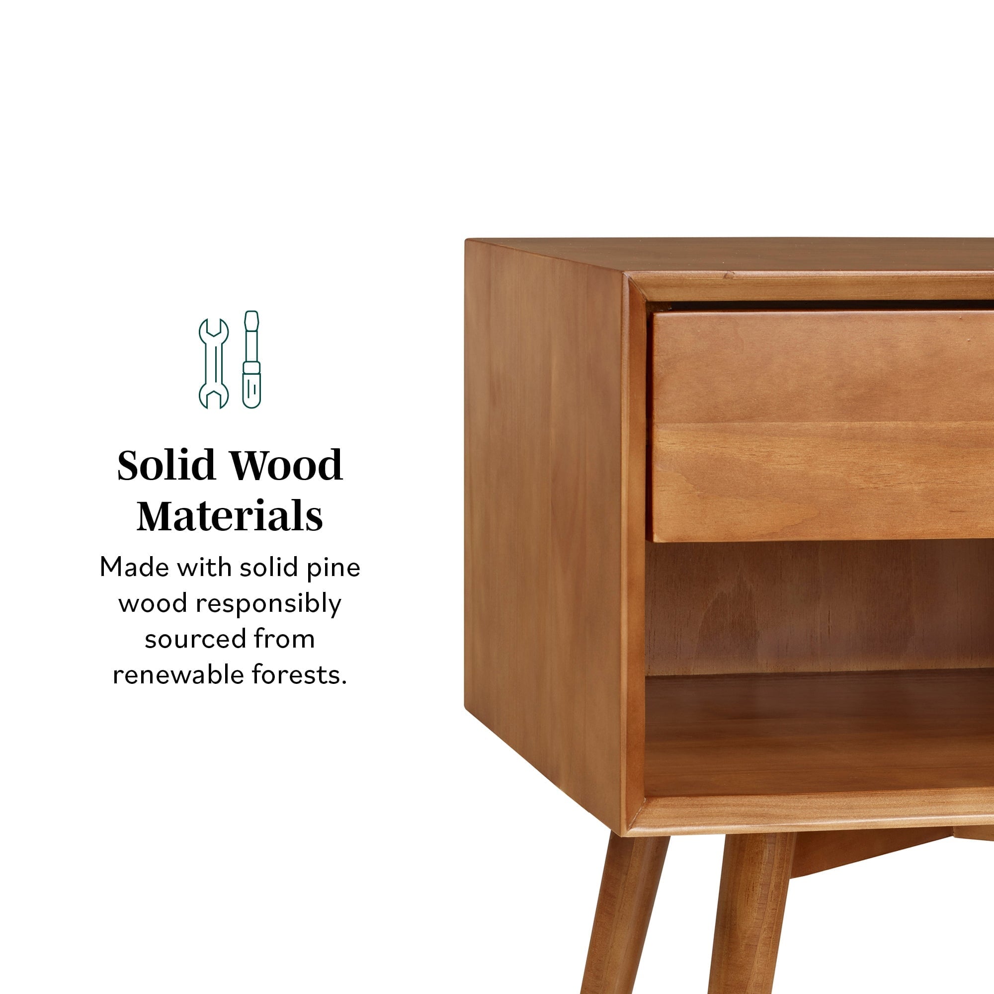 Mid-Century Solid Wood Nightstand Collection (1 or 2 Drawer) – Walker ...
