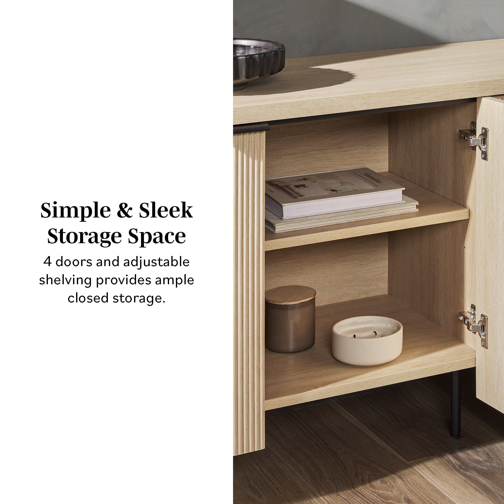 Walker Edison Reema Scandinavian Sideboard | Fluted Door Fronts