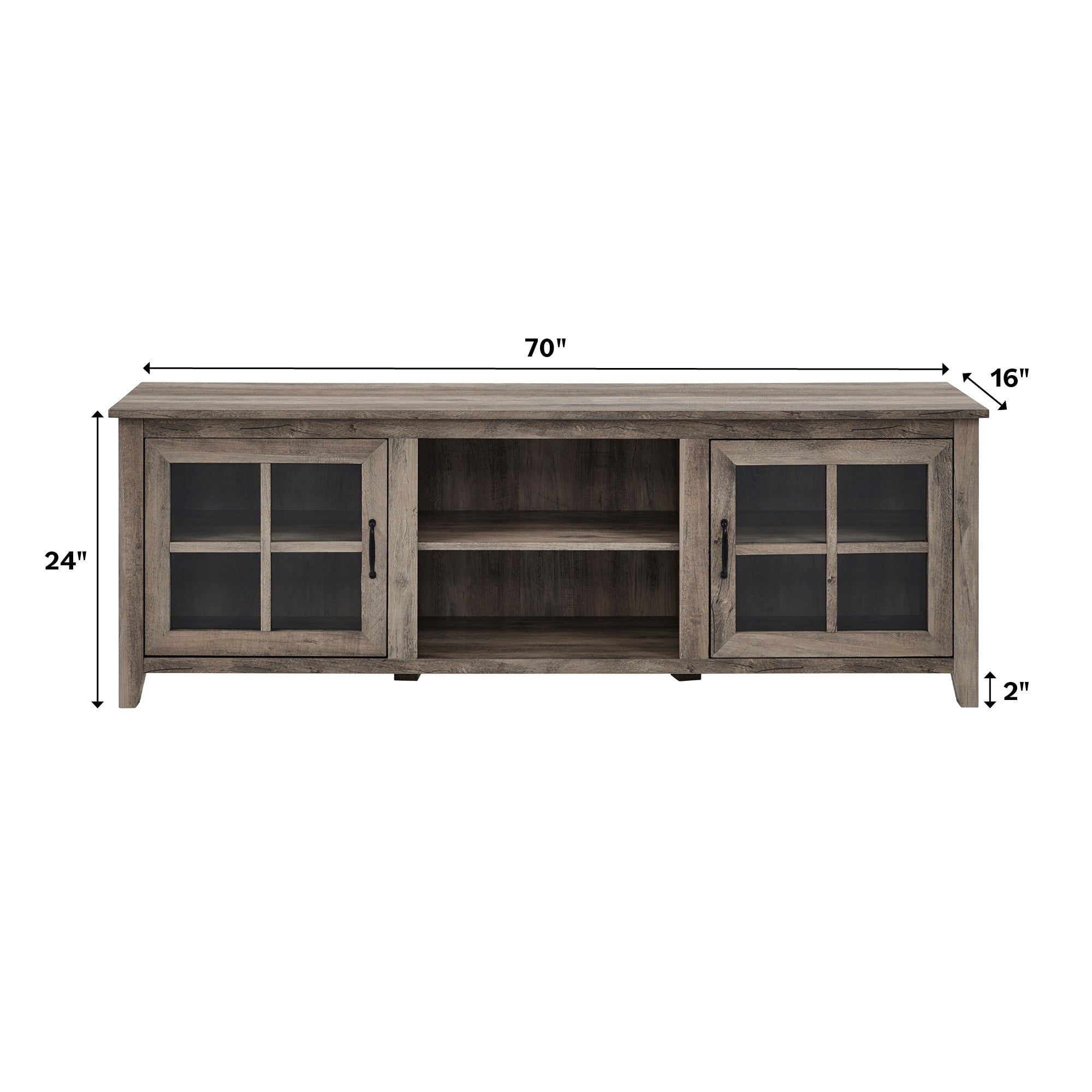 Farmhouse 70" Simple Window Pane 2 Door Wood TV Stand – Walker Edison