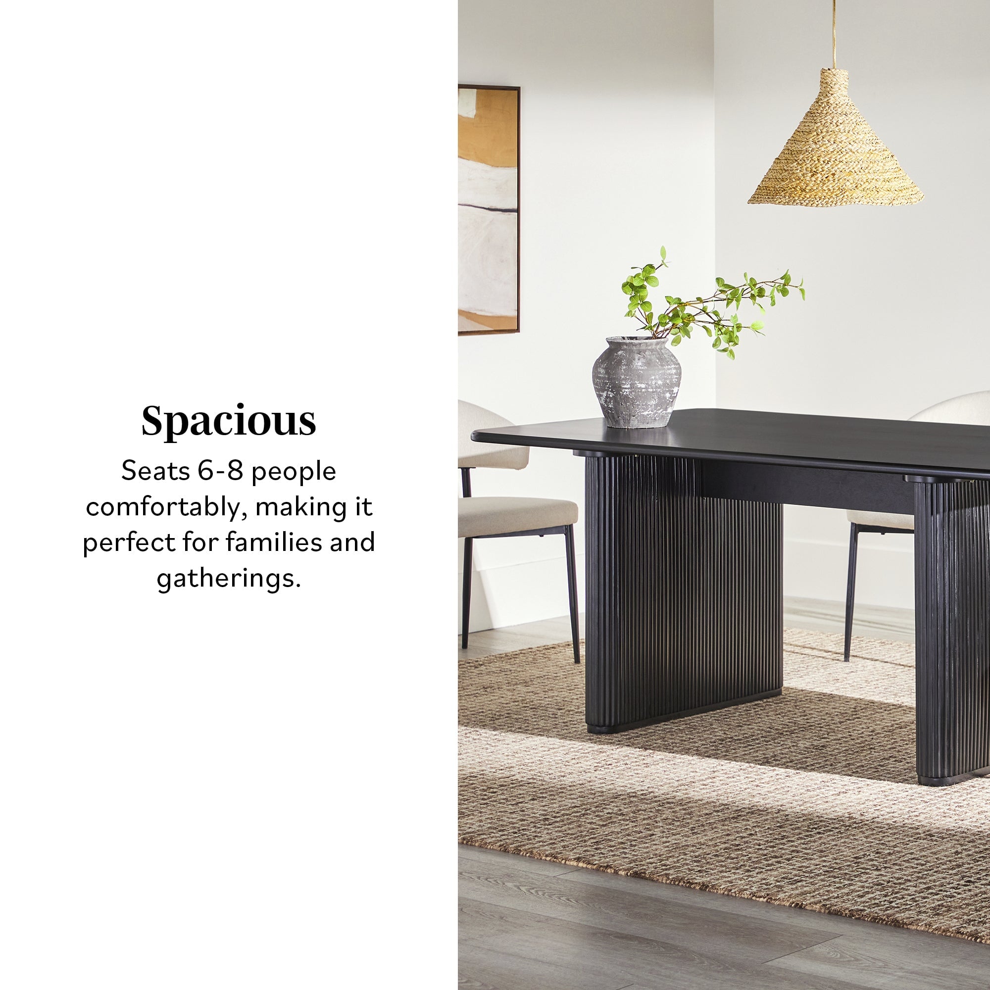 Heath 68" Scandinavian Dining Table with Reeded Base – Walker Edison