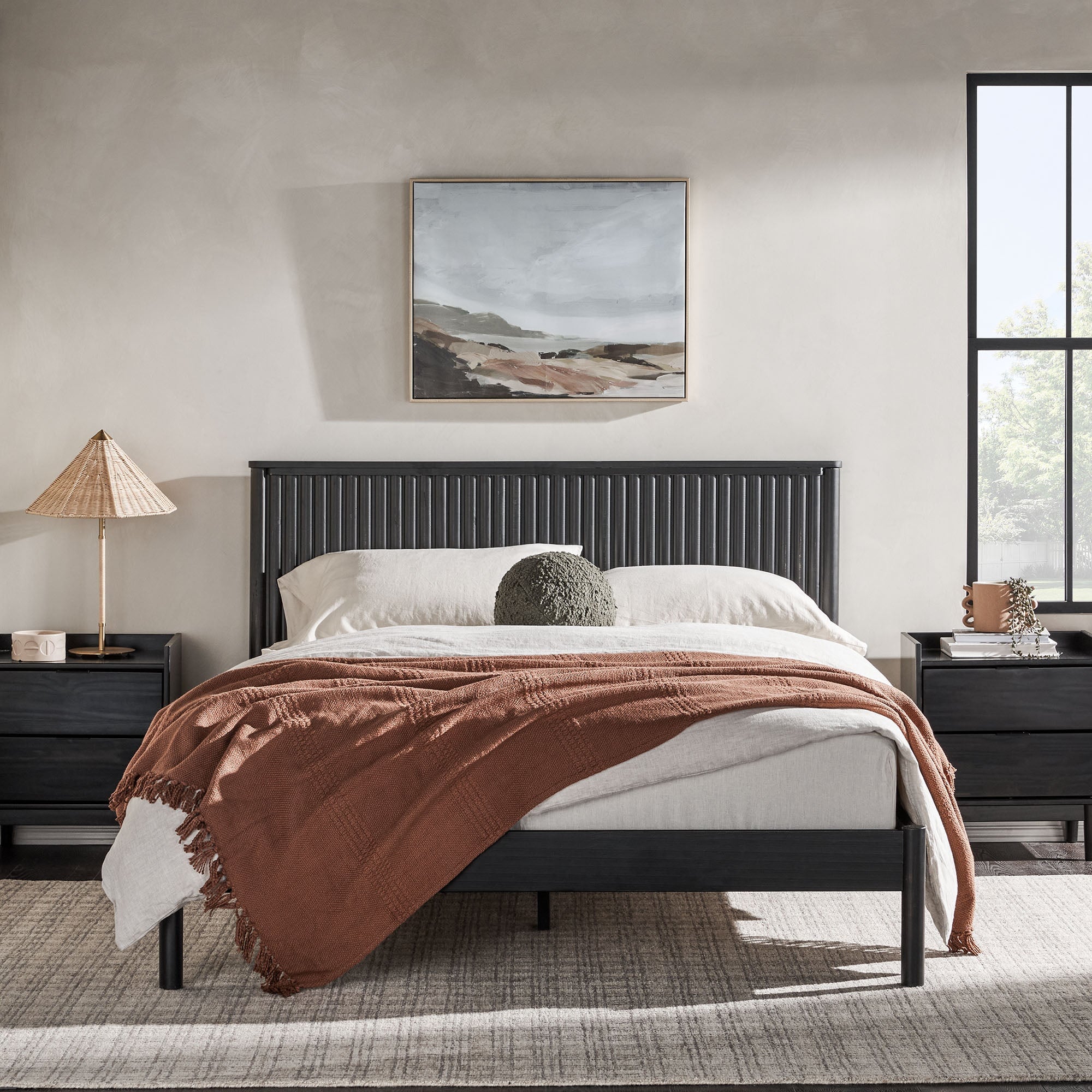 Paris Contemporary Reeded Headboard Solid Wood Bed – Walker Edison