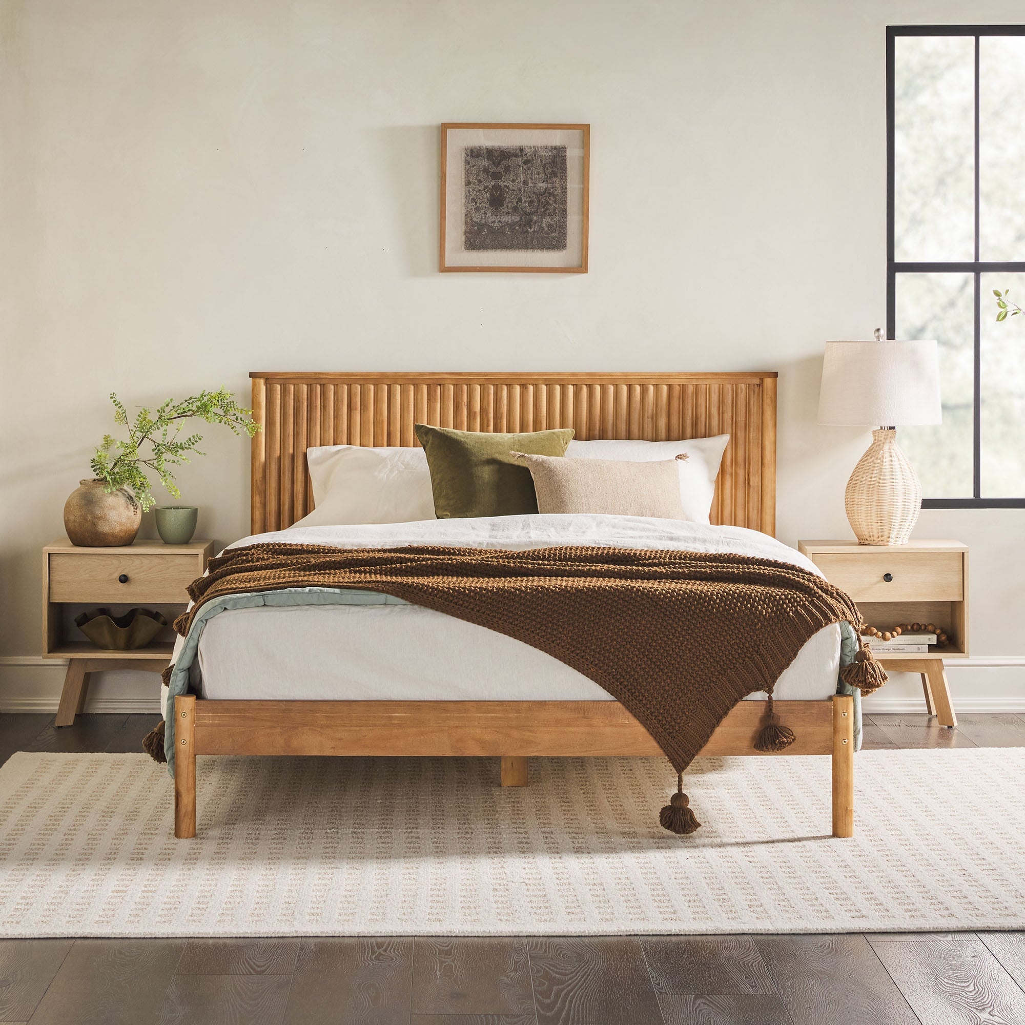 Paris Contemporary Reeded Headboard Solid Wood Bed – Walker Edison