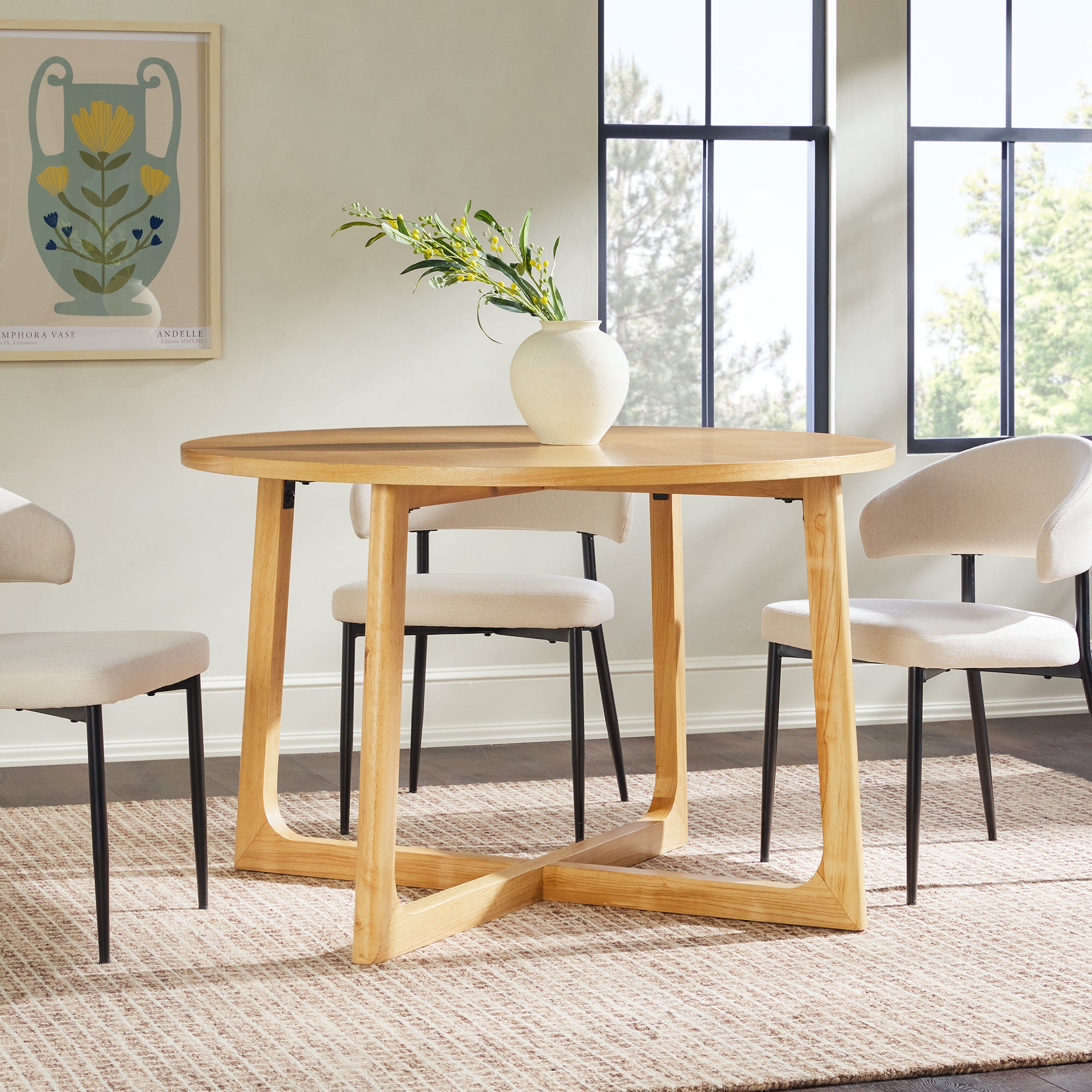 Ezra Modern Solid Wood Round Dining Table for 4 – Walker Edison