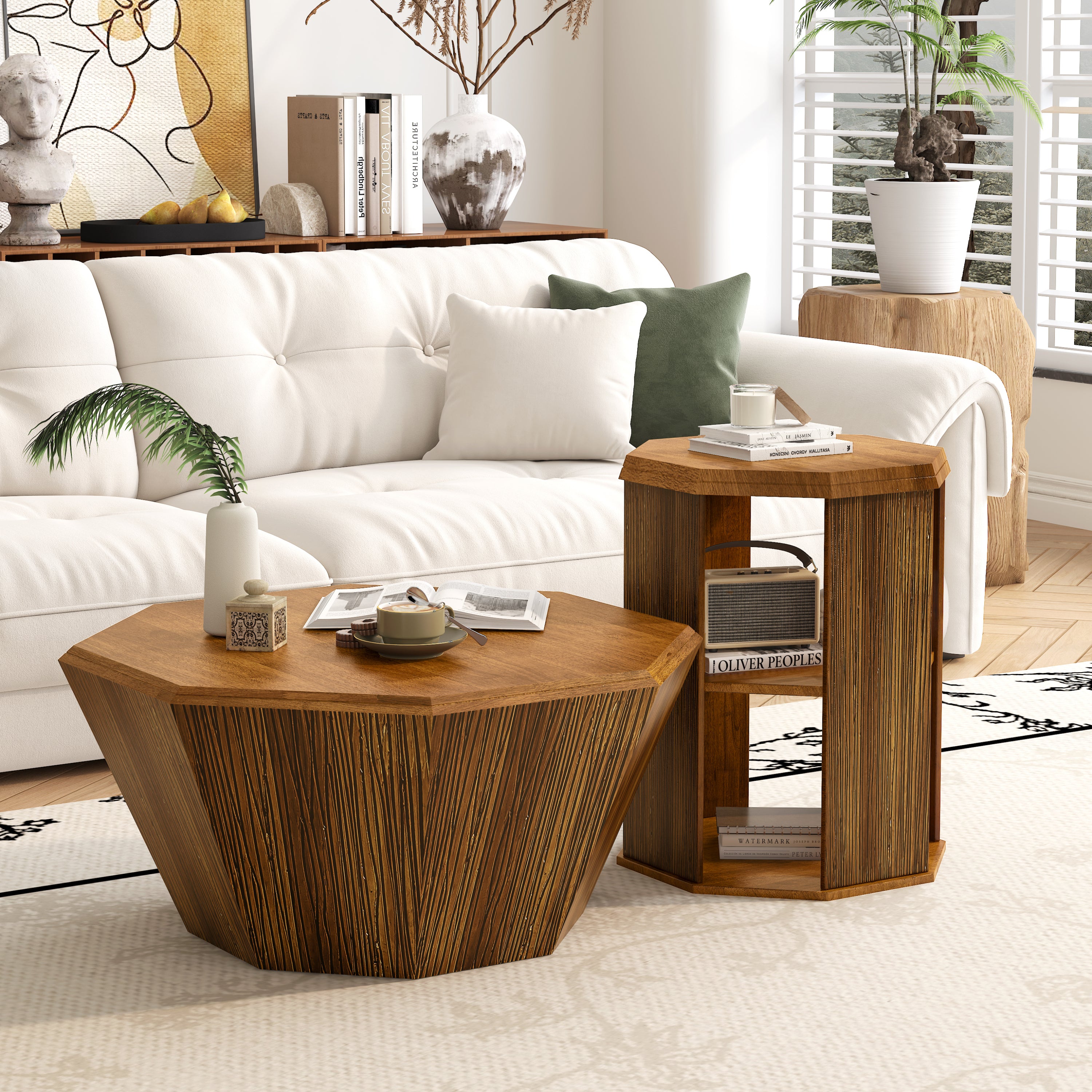 Octagon Shape Set of Two Coffee Tables – Walker Edison