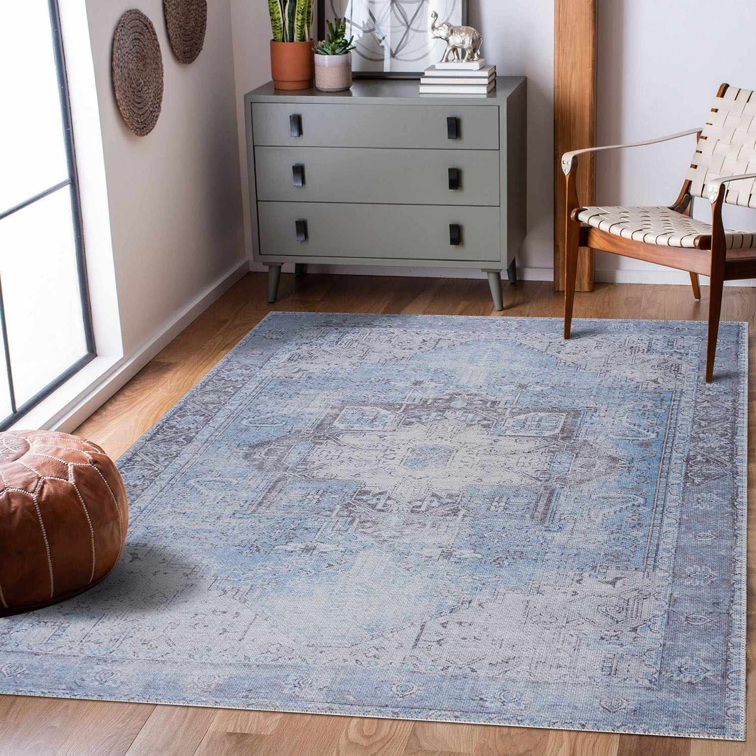 Boutique Rugs - Aqua Rosman Washable Runner & Area Rug – Walker Edison