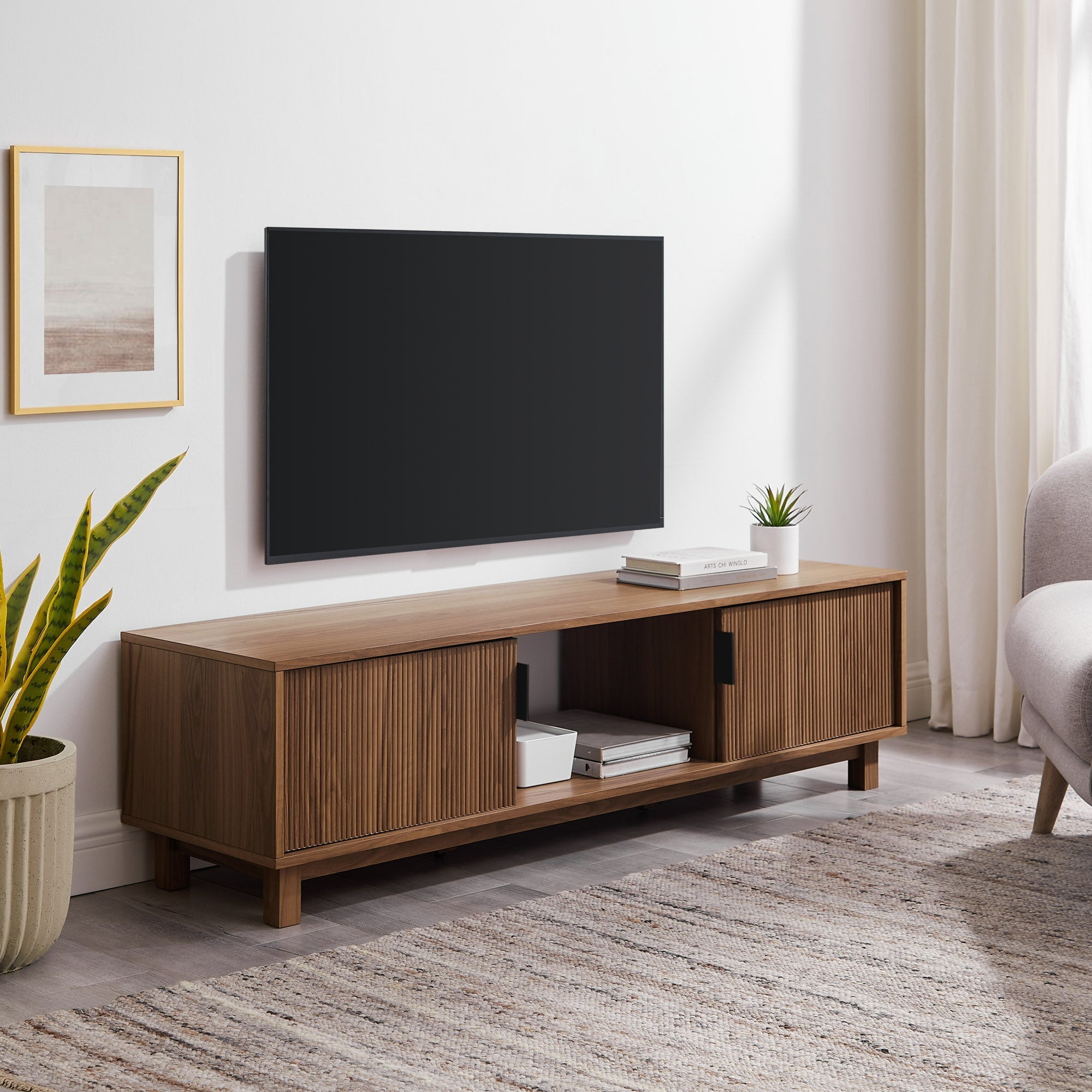 Sleek and Stylish Reeded Scandinavian TV Stand for Modern Homes ...