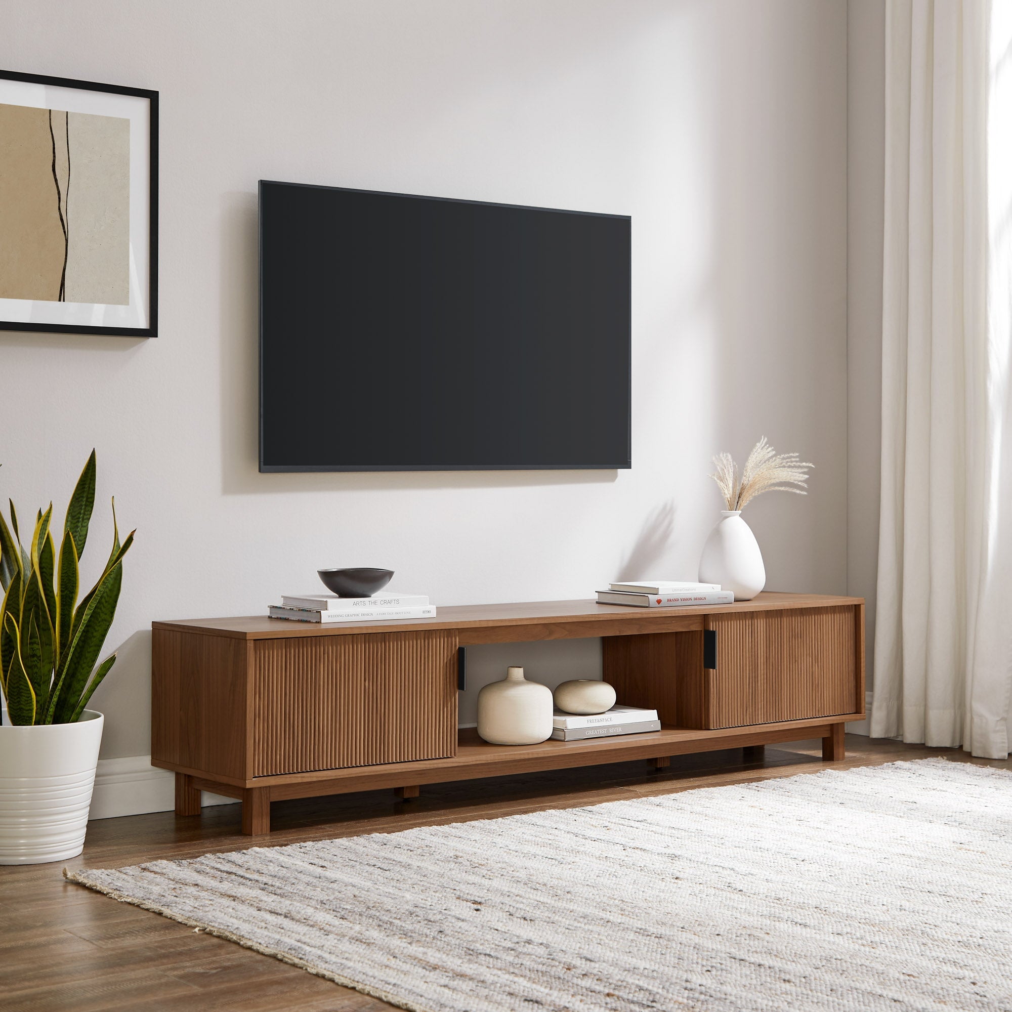 Sleek and Stylish Reeded Scandinavian TV Stand for Modern Homes ...