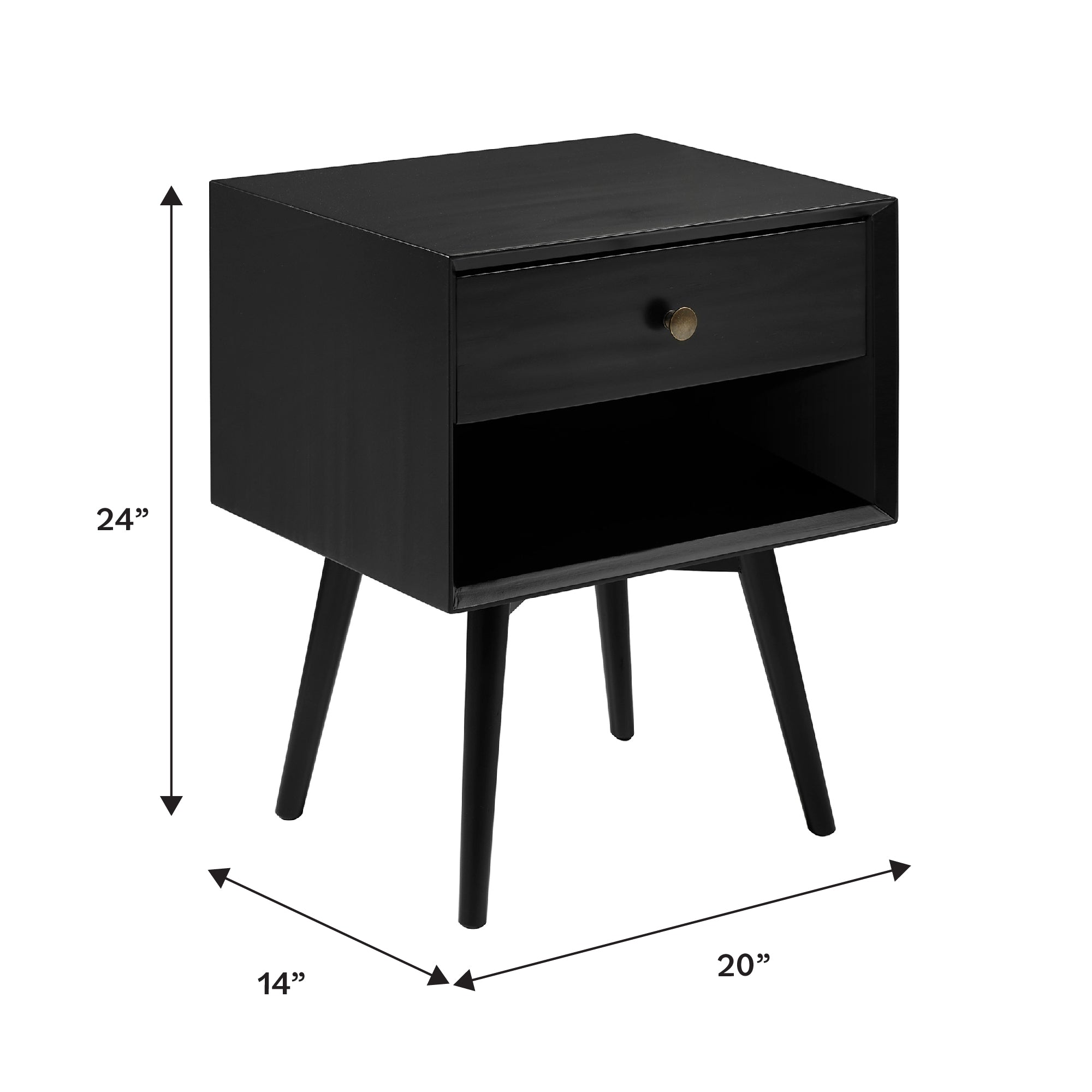 Mid-Century Solid Wood Nightstand Collection (1 or 2 Drawer) – Walker ...