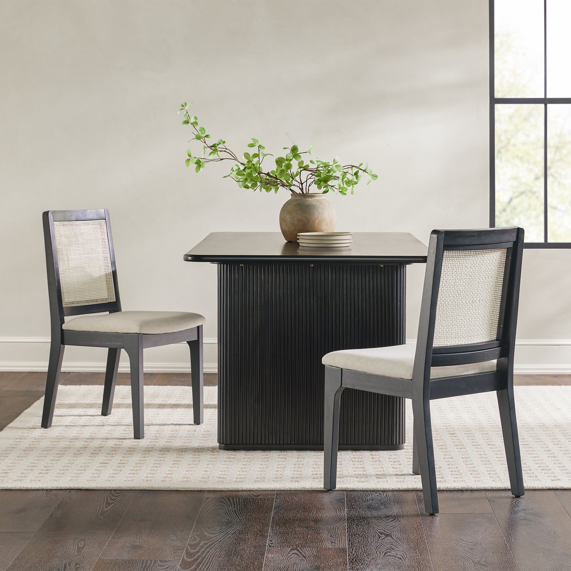Catalina Solid Wood Dining Chair with Rattan Inset Back, Set of 2 ...