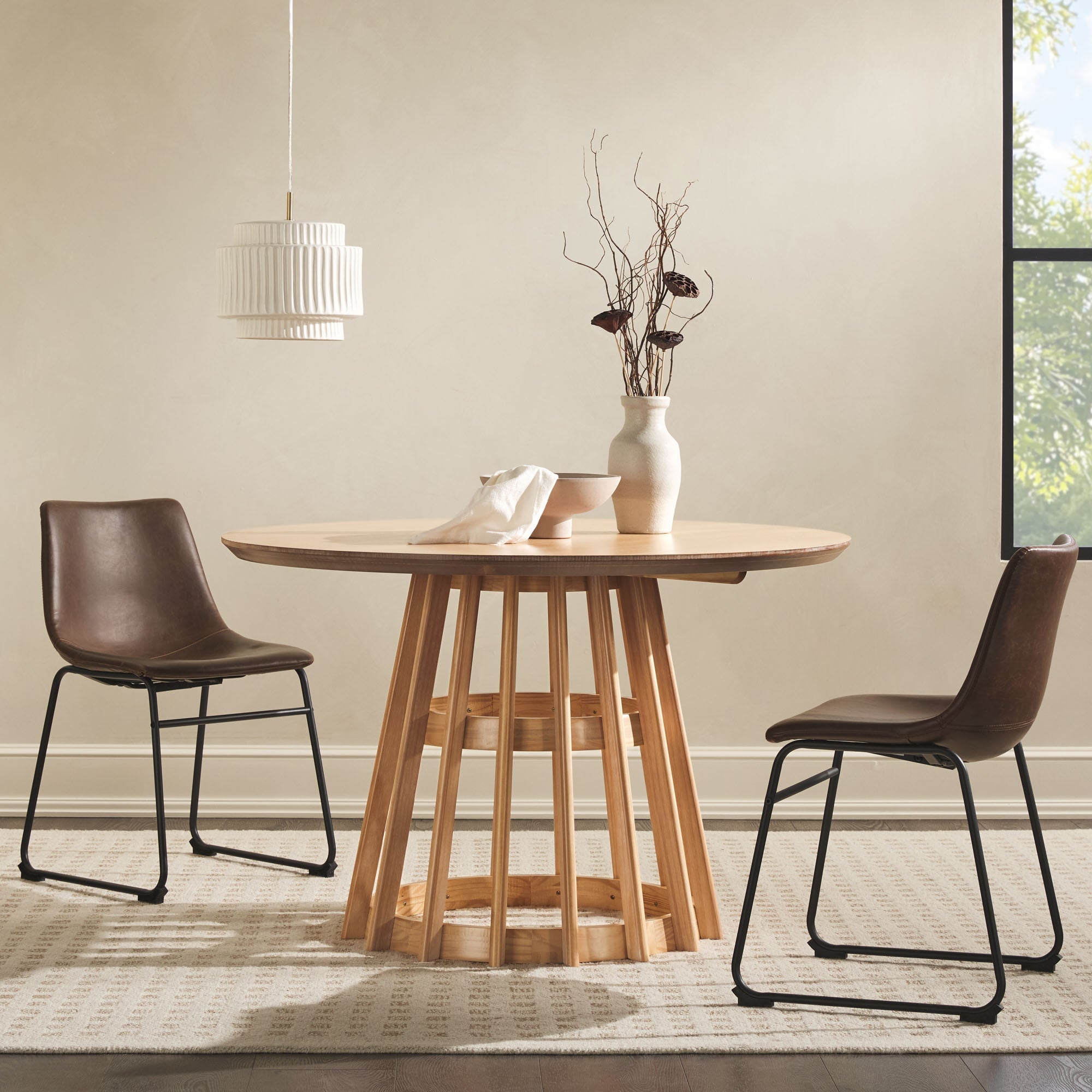 Modern 48 Round Solid Wood Dining Table – Walker Edison