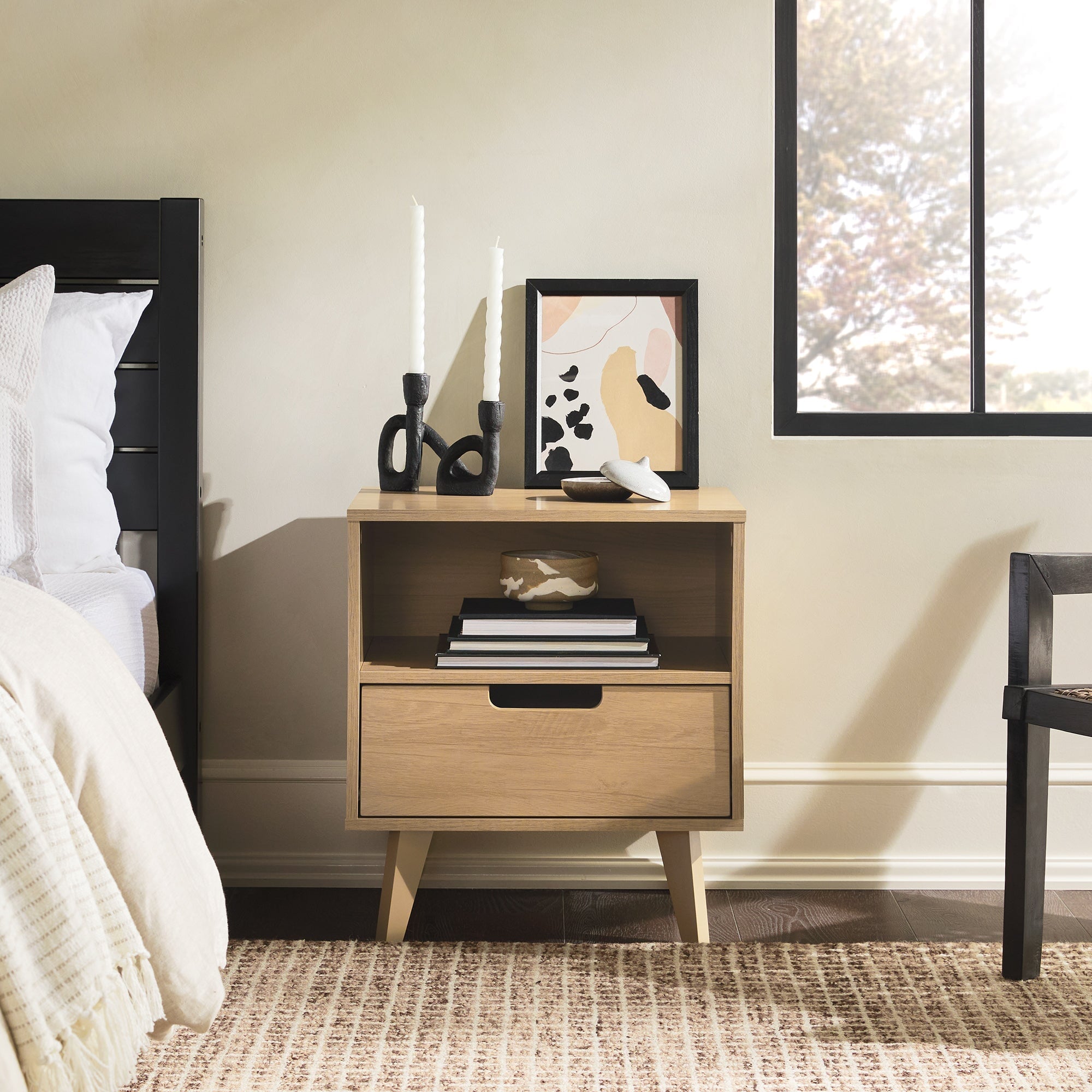 Sloane Hans Mid-Century Modern Angle-Leg Nightstand – Walker Edison
