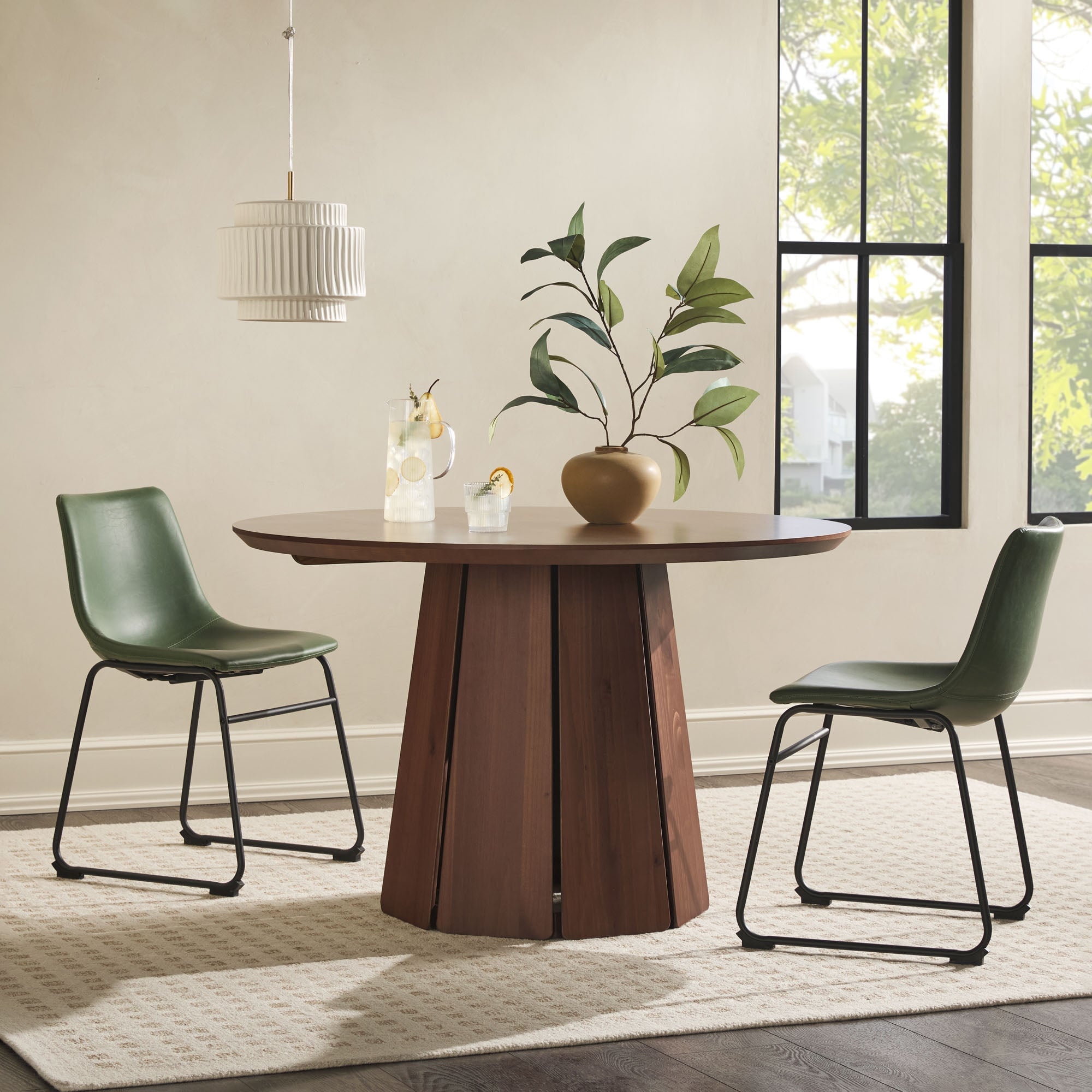 Koa 48" Round Solid Wood Pedestal Dining Table – Walker Edison