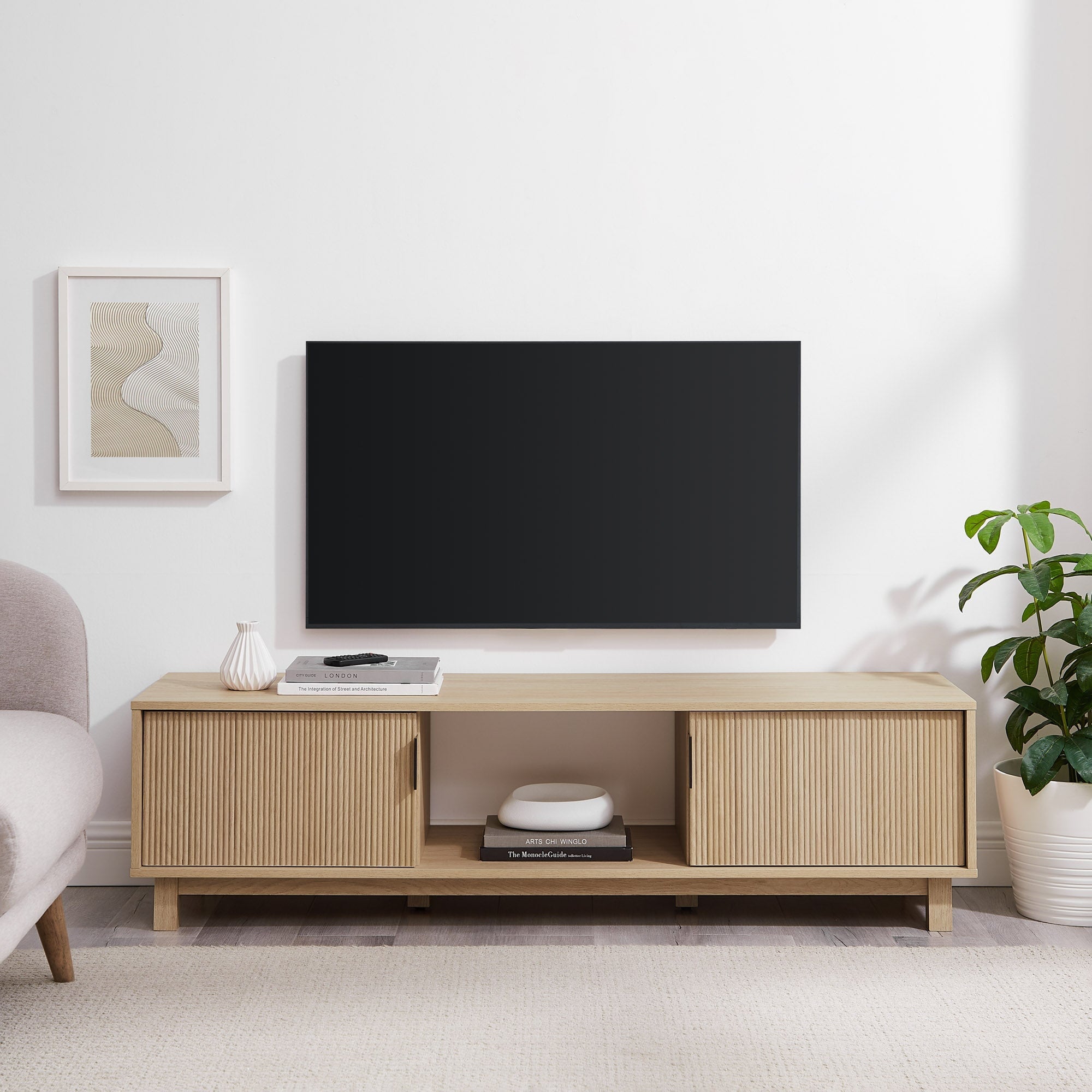 Sleek and Stylish Reeded Scandinavian TV Stand for Modern Homes ...