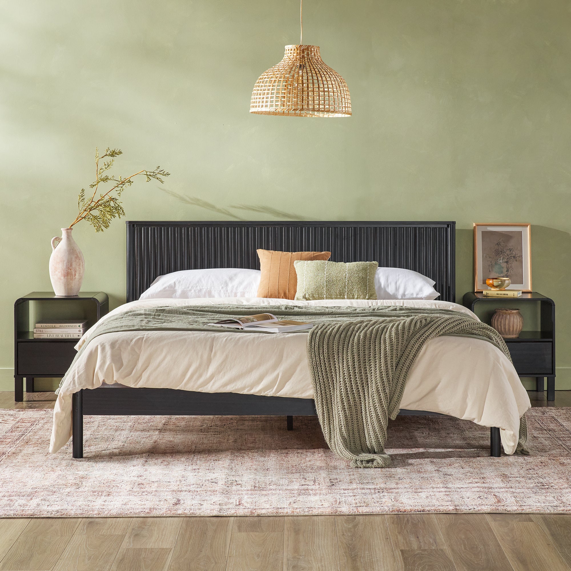 Paris Contemporary Reeded Headboard Solid Wood Bed – Walker Edison