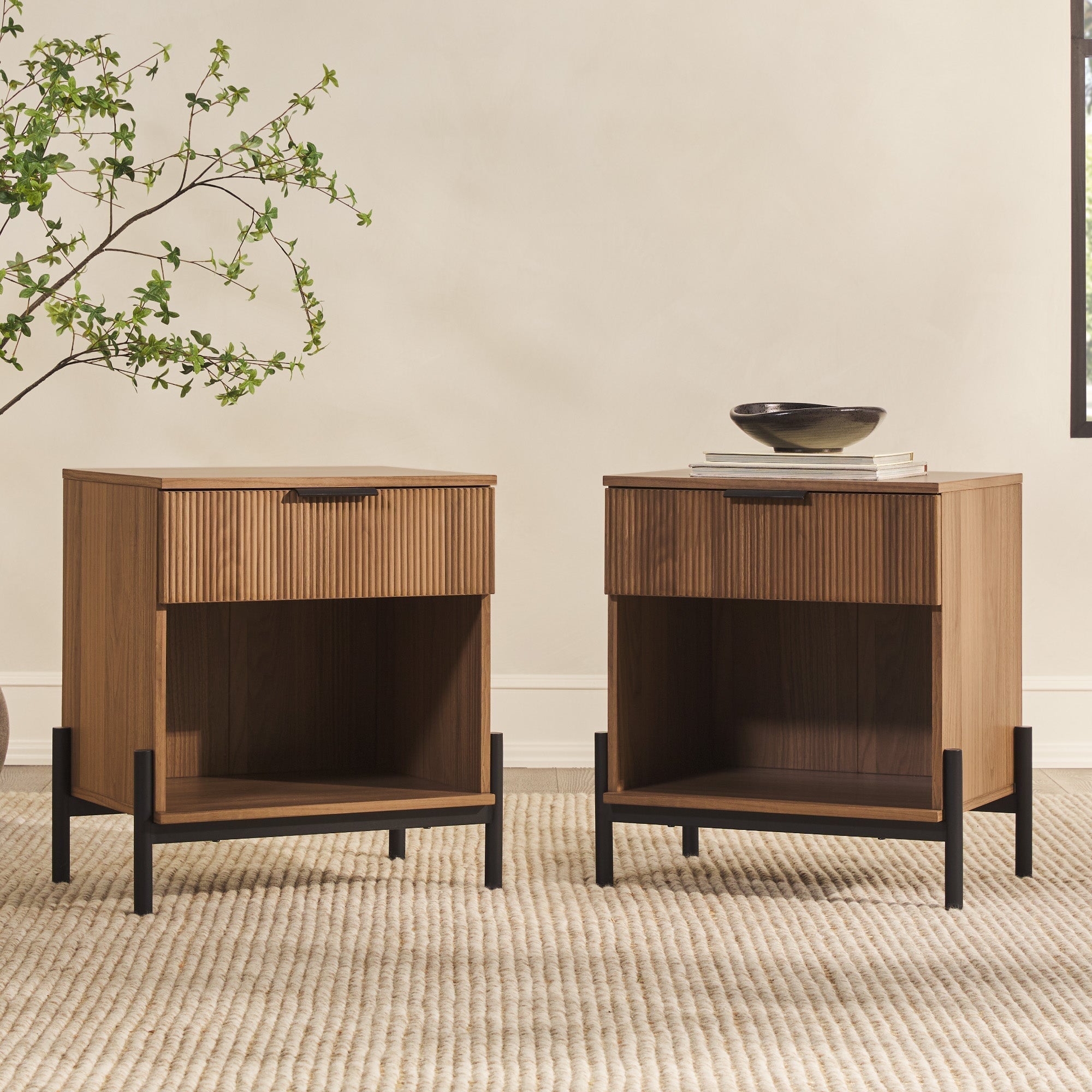 Trendy Reeded Nightstand - Scandinavian Nightstand & Dresser – Walker ...