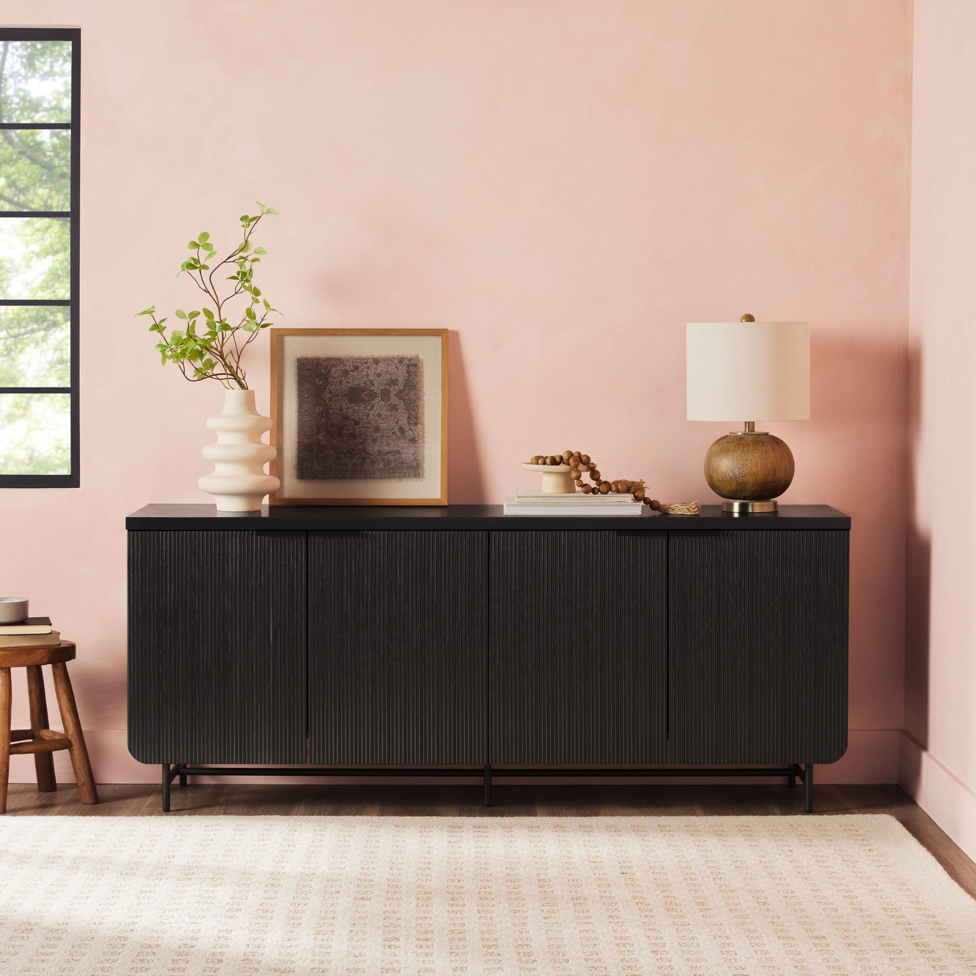 Walker Edison Reema Scandinavian Sideboard | Fluted Door Fronts