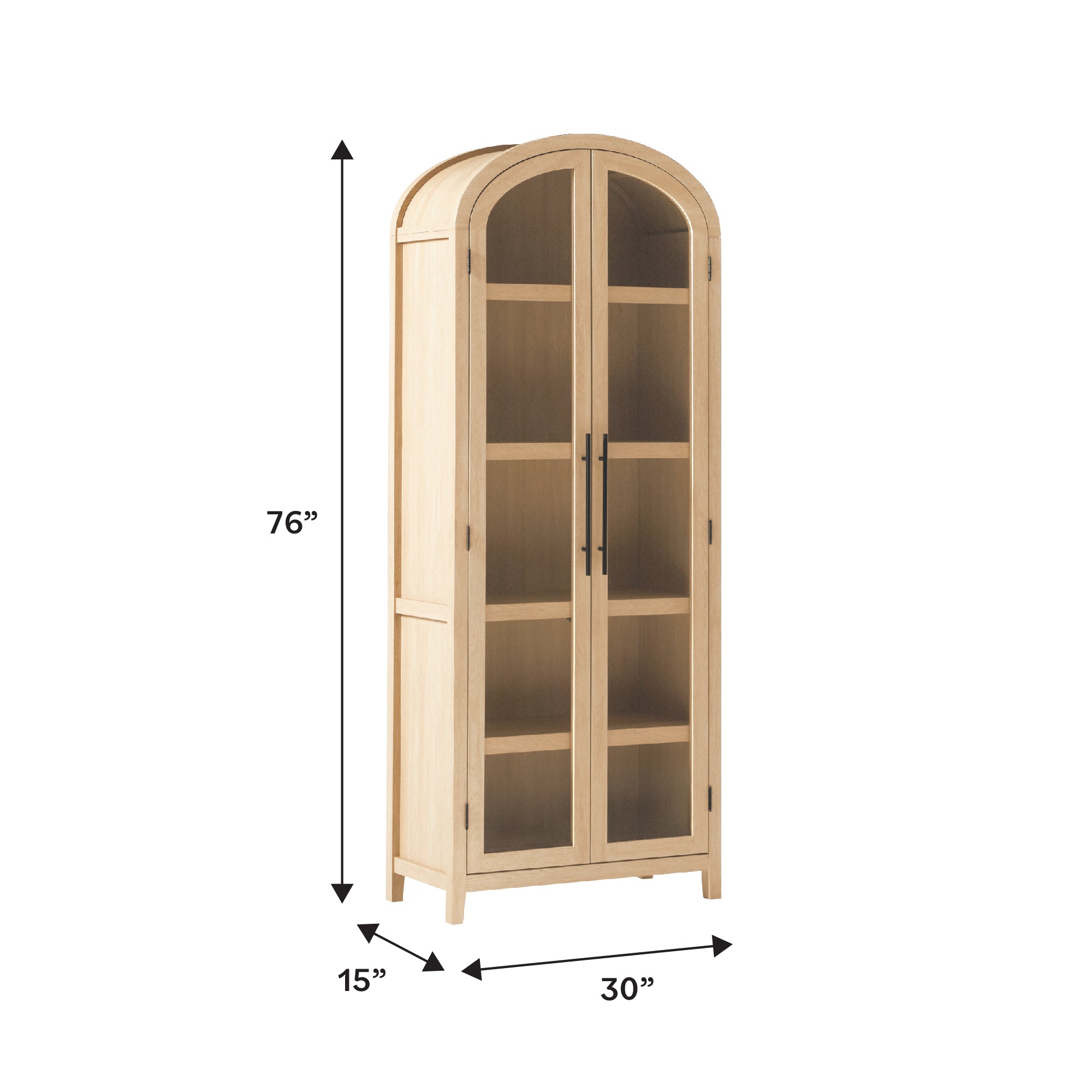 Chantelle Modern Arched Bookshelf with Glass Doors – Walker Edison