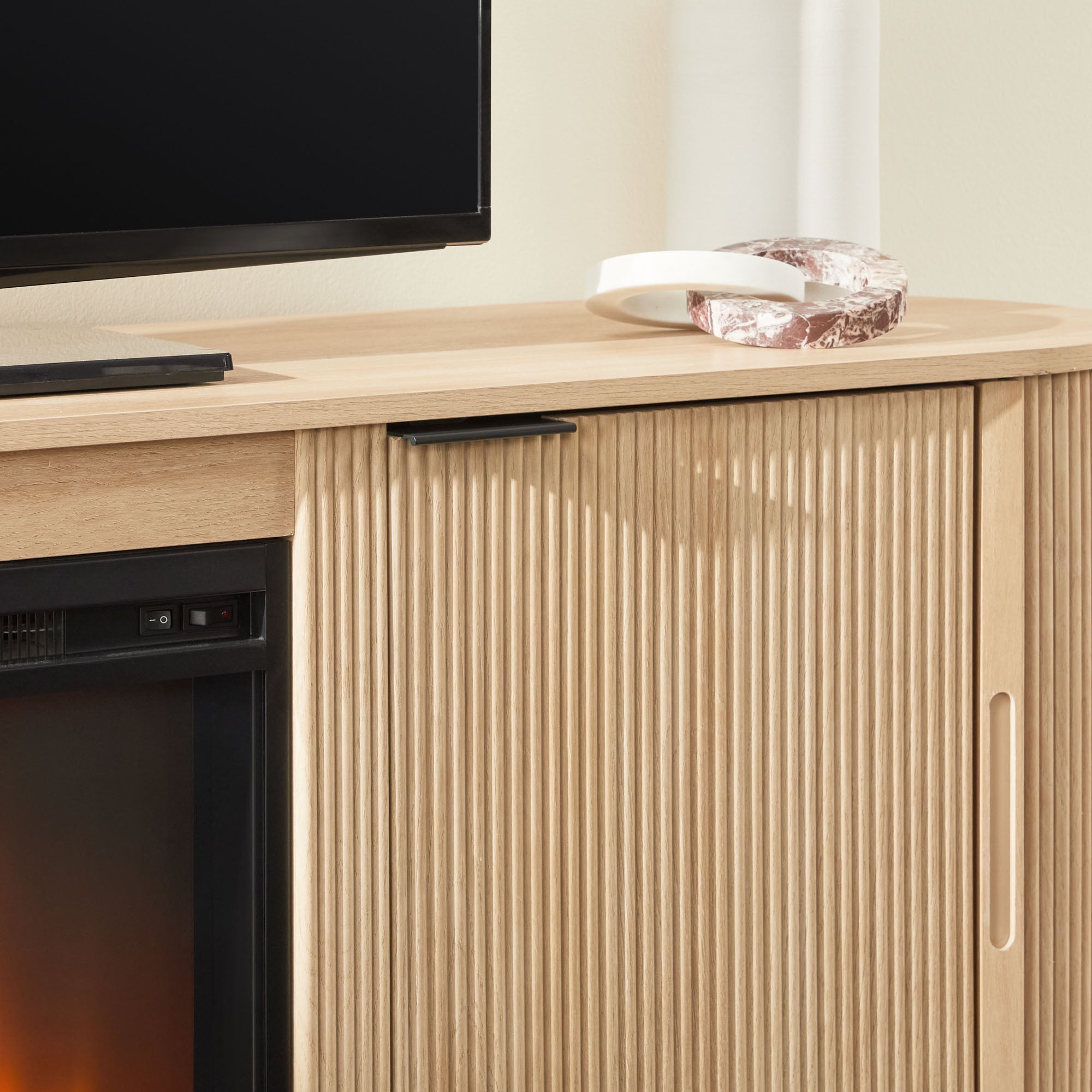 Chloe Modern Scandinavian Reeded Fireplace TV Stand in 2 sizes – Walker ...