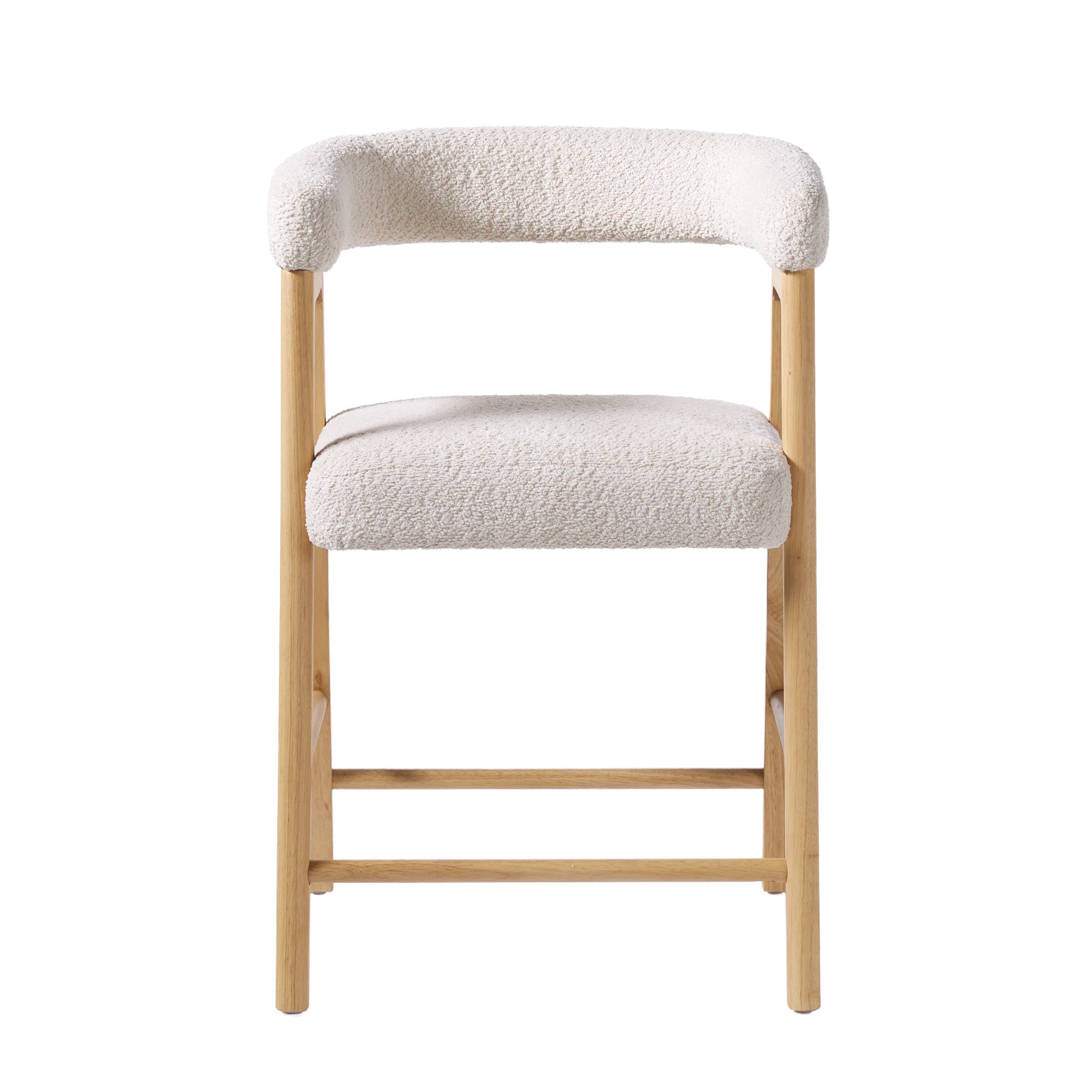 Ezra Modern Single Counter Stool with Curved Back and Boucle Upholster ...