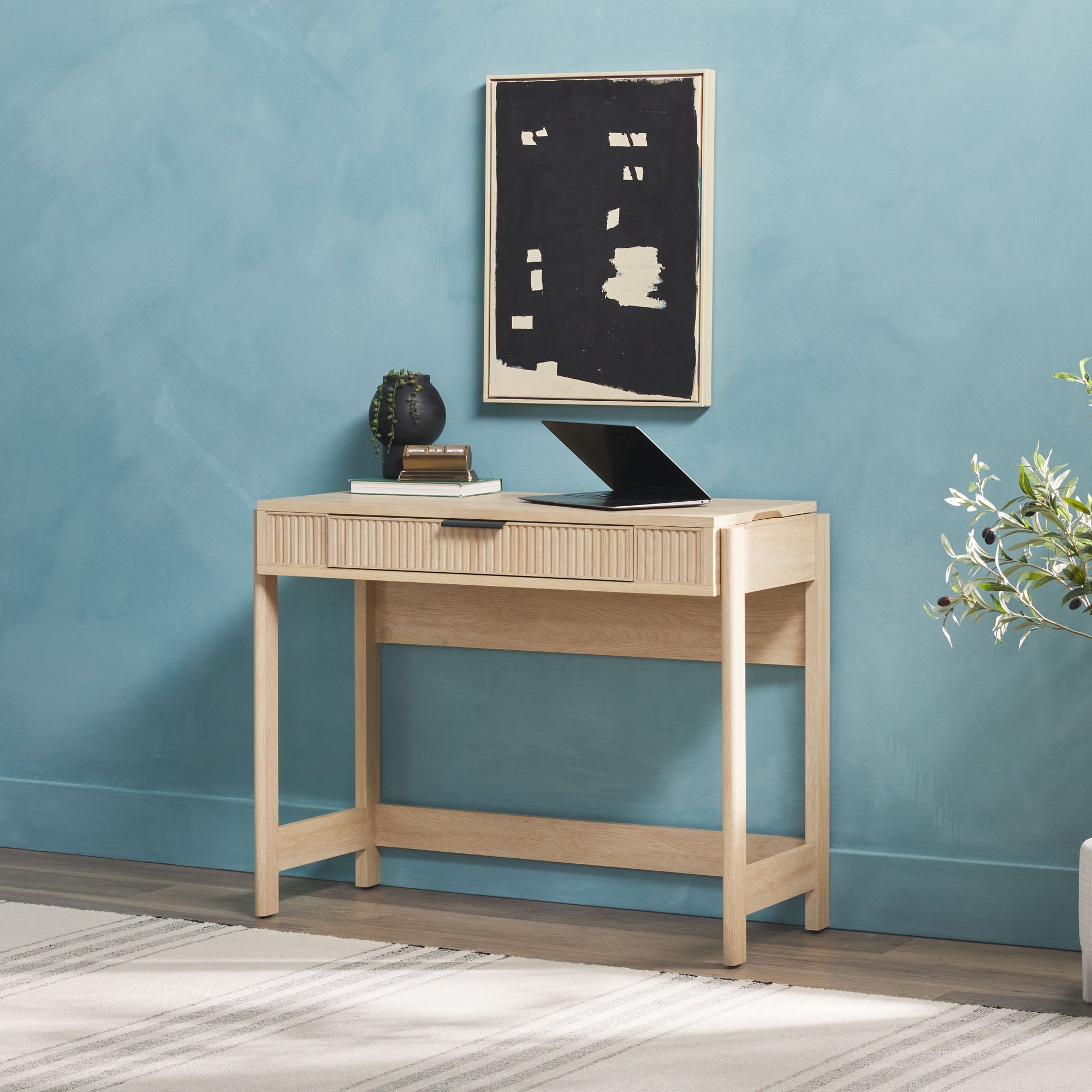 Holmes Modern Scandinavian Reeded Writing Desk with Lift Top – Walker ...