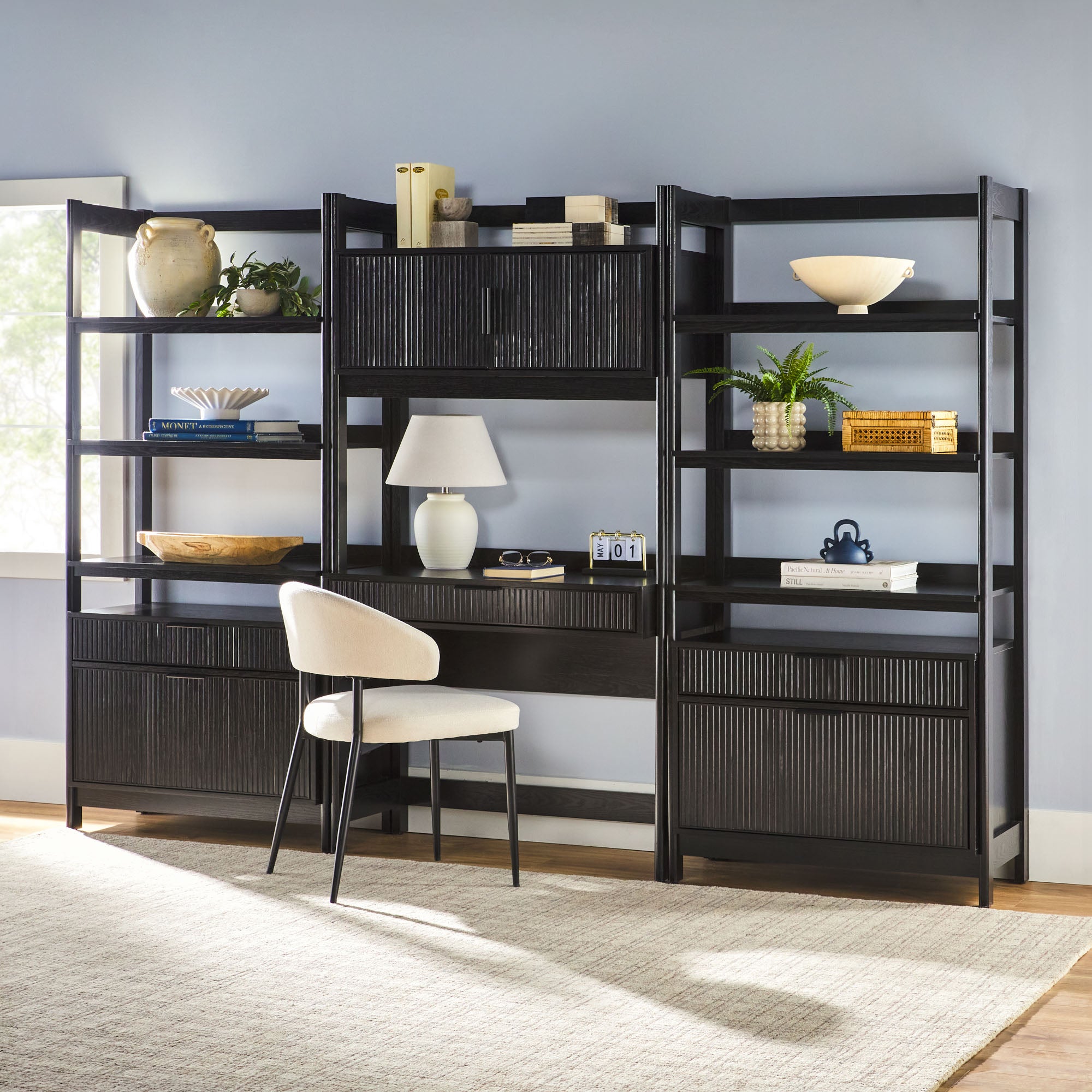 Holmes Modern Scandinavian Reeded Writing Storage Desk with USB ...