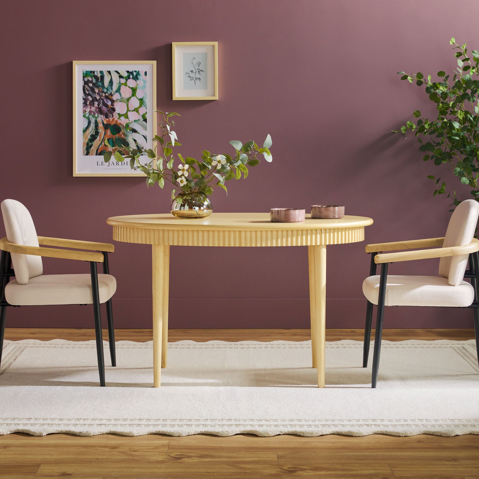 Samantha Modern Fluted 52-Inch Oval Dining Table | Walker Edison