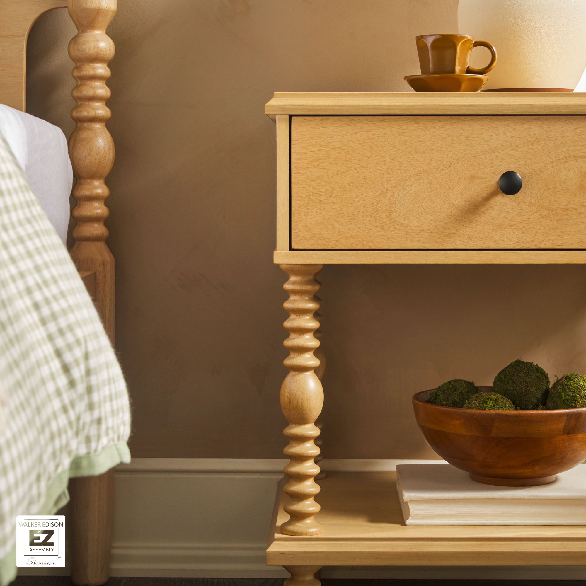 Traditional Vivienne Easy Assembly Solid Wood Nightstand – Walker Edison