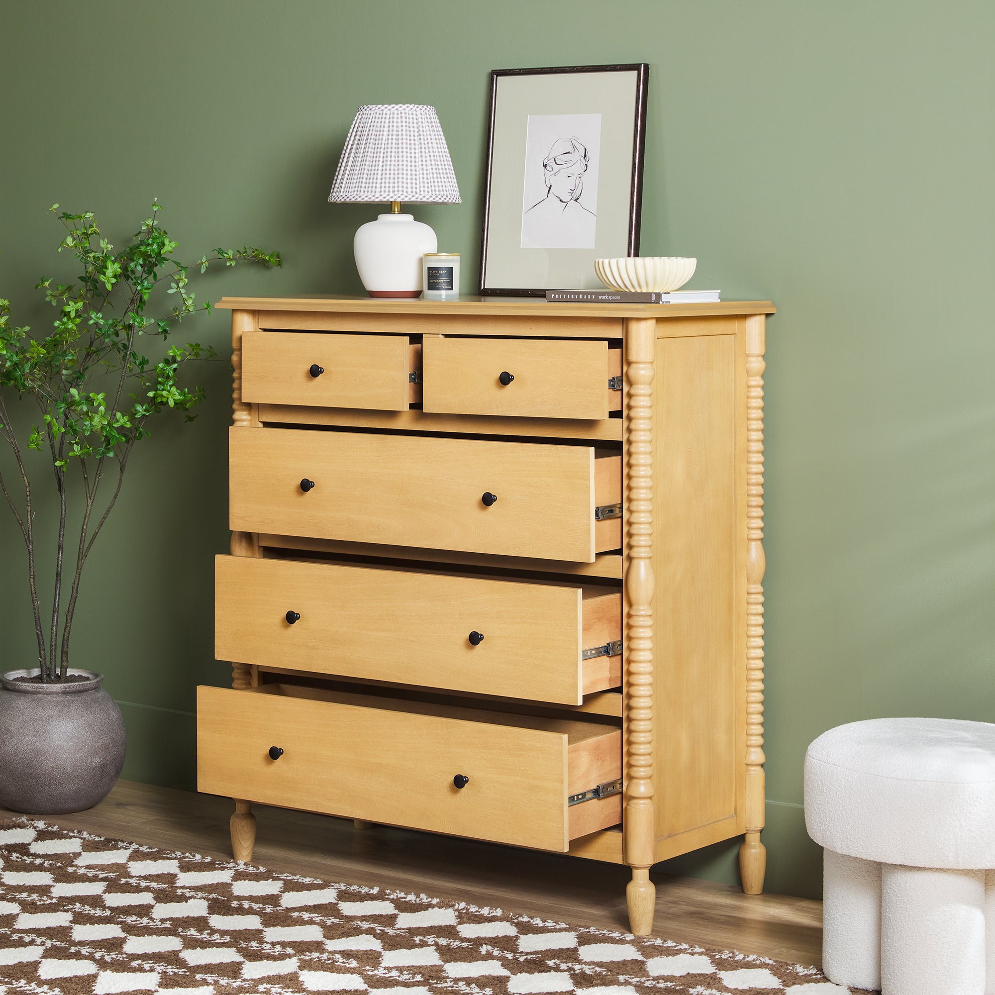 Traditional Vivienne 5-Drawer Easy Assembly Solid Wood Dresser – Walker ...