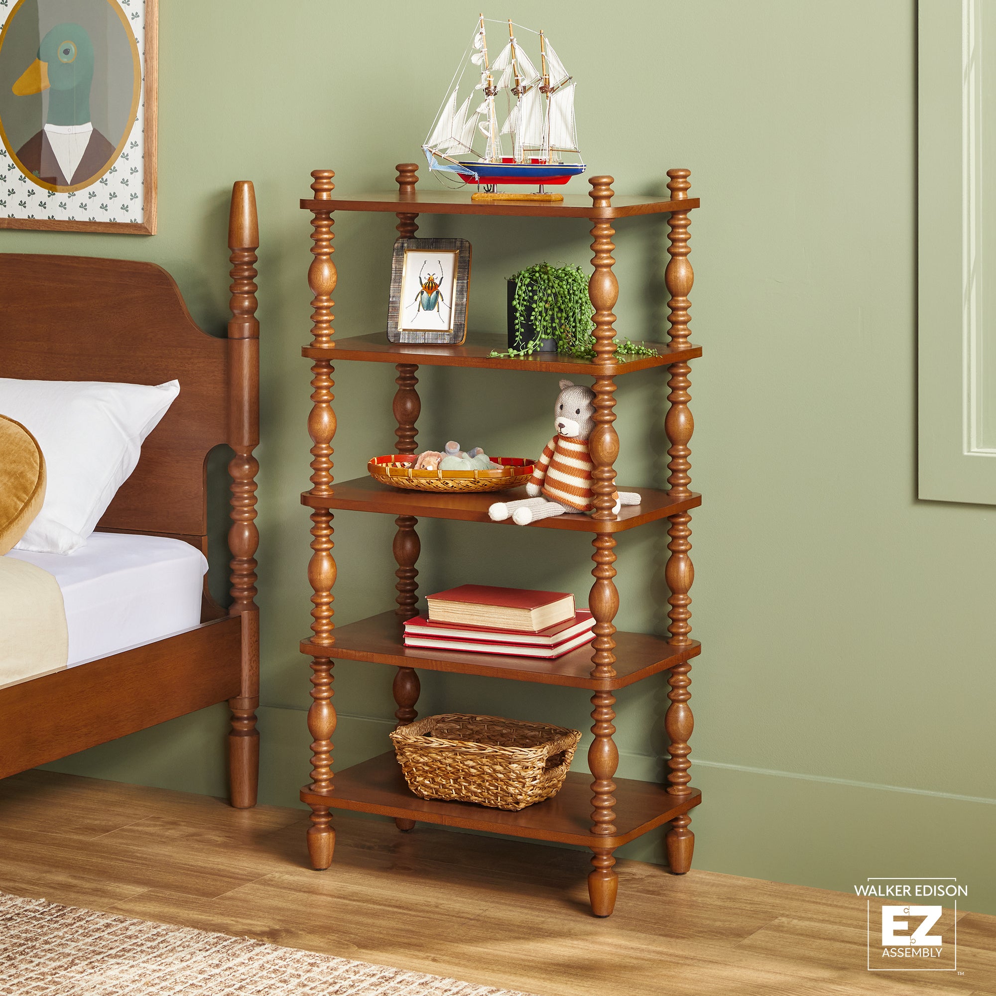 Traditional Vivienne Easy Assembly Solid Wood Short Bookshelf – Walker ...