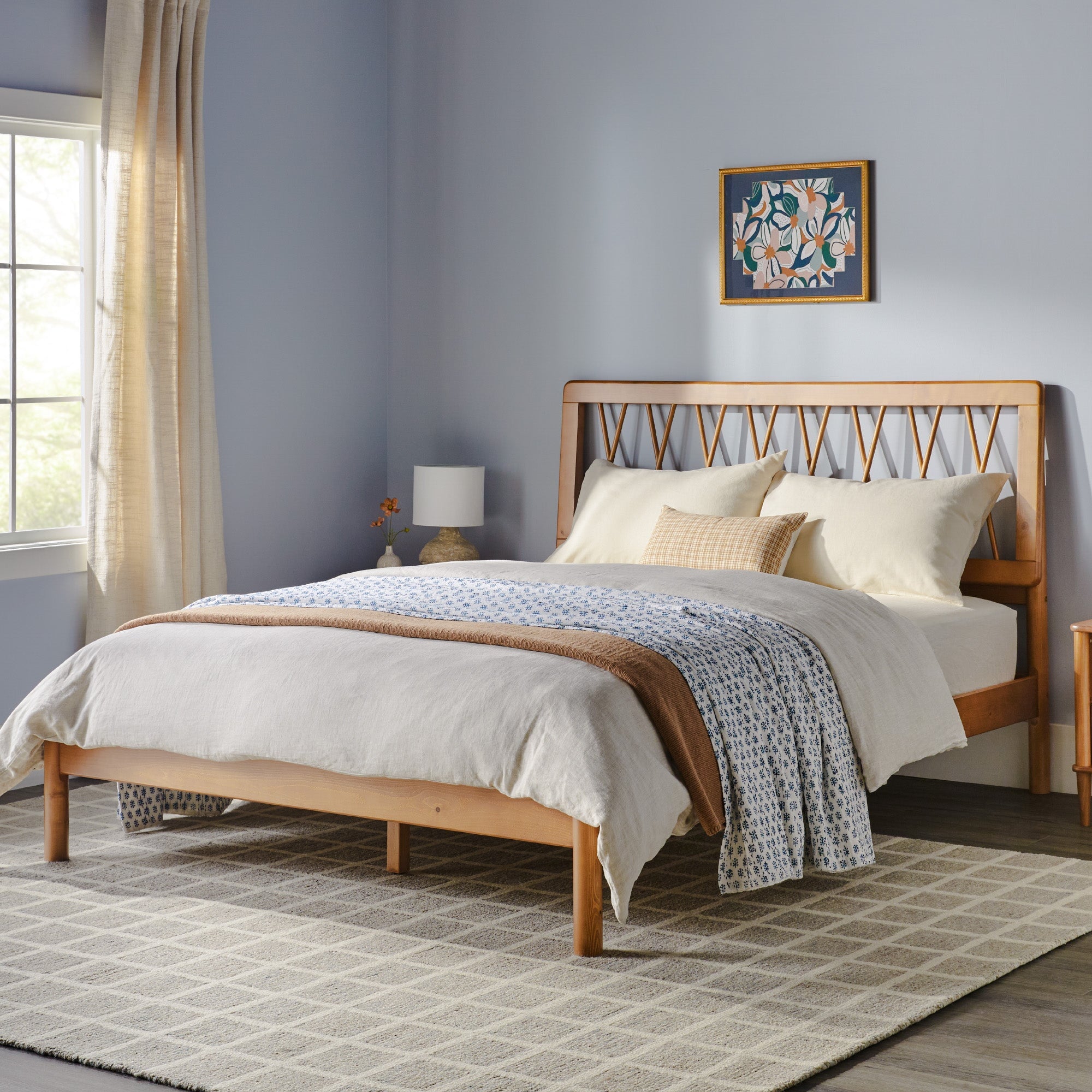 Cama X Spindle Mid-Century Modern Solid Wood Bed – Walker Edison