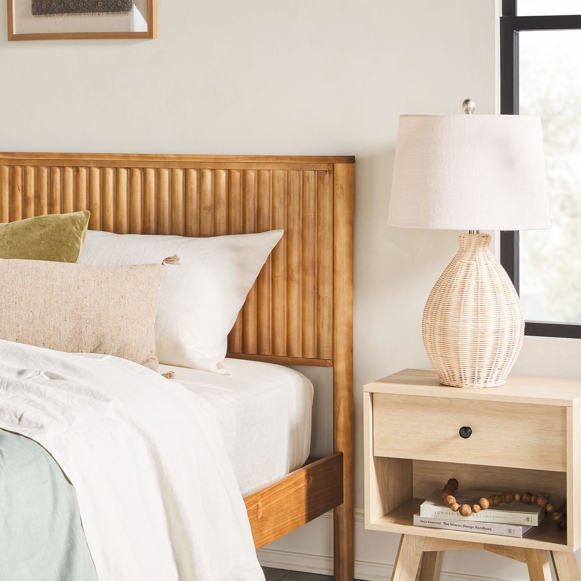 Paris Contemporary Reeded Headboard Solid Wood Bed – Walker Edison
