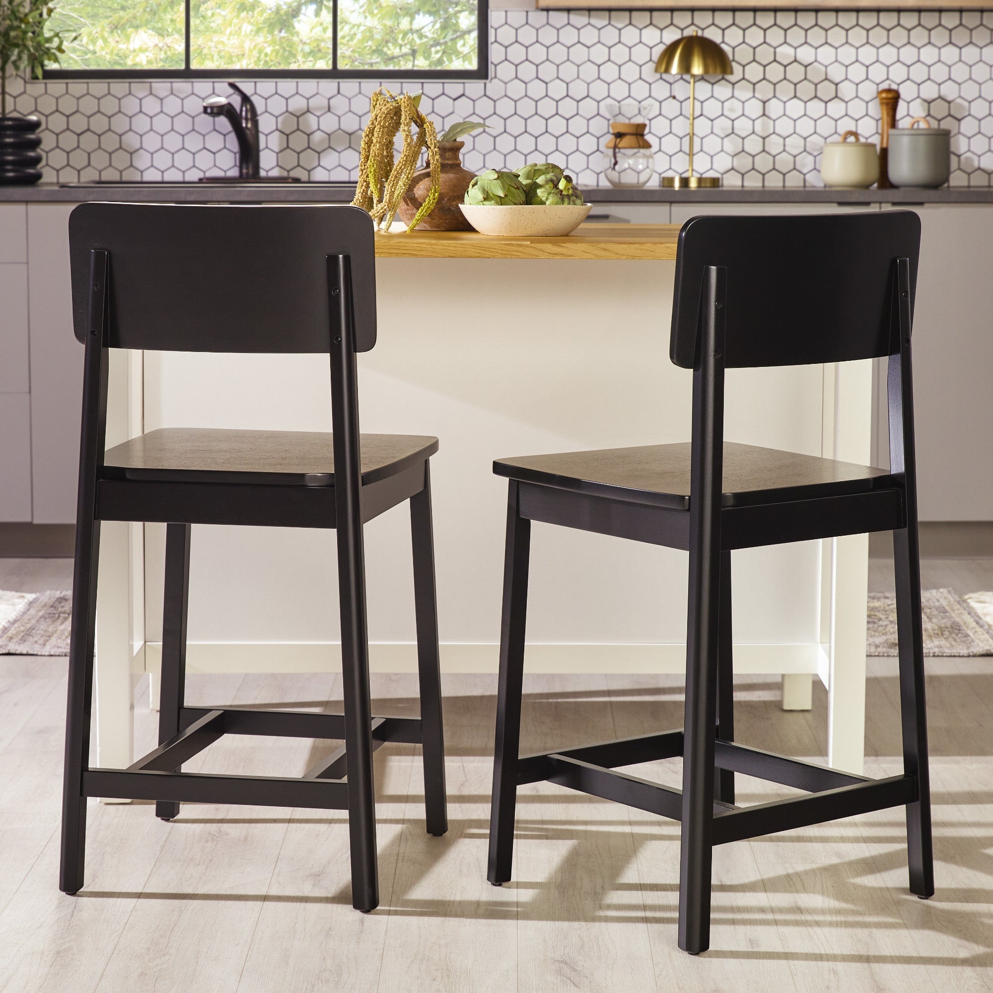 Minimalist Solid Wood Counter Stool, Set of 2 – Walker Edison
