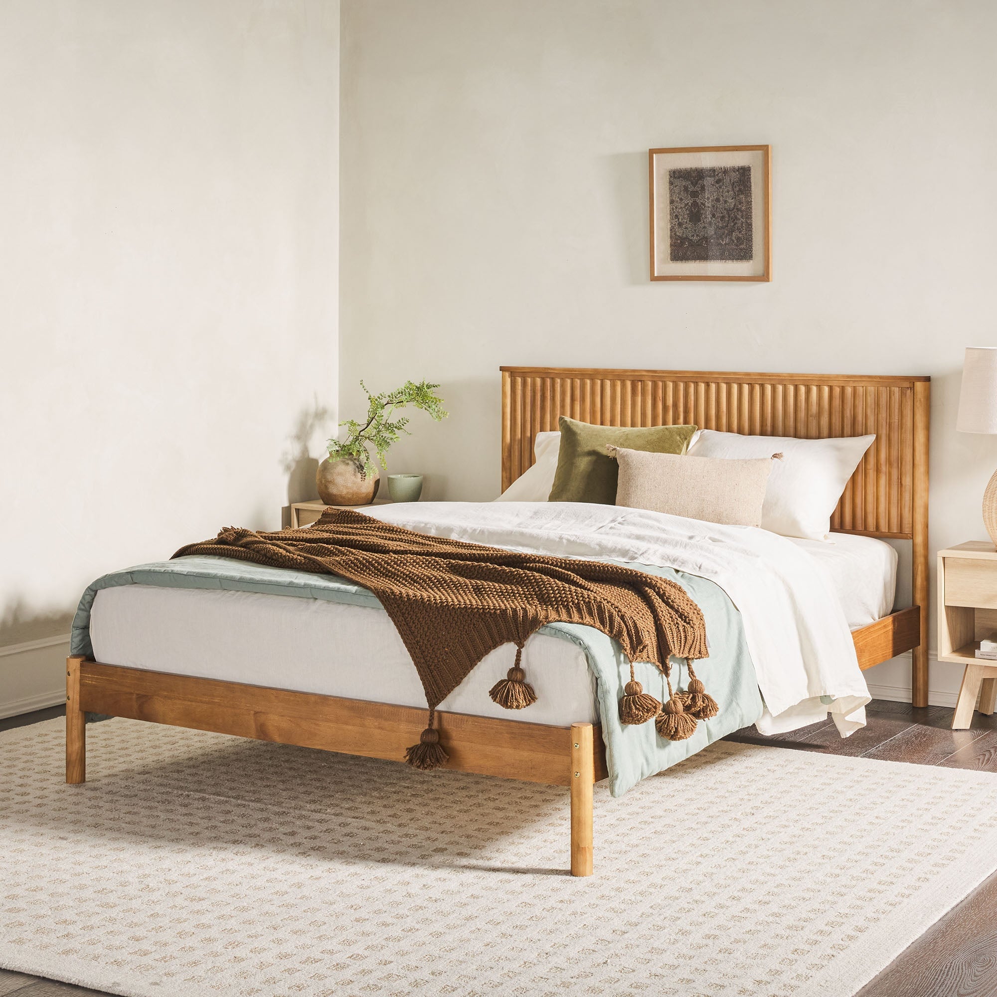 Paris Contemporary Reeded Headboard Solid Wood Bed – Walker Edison