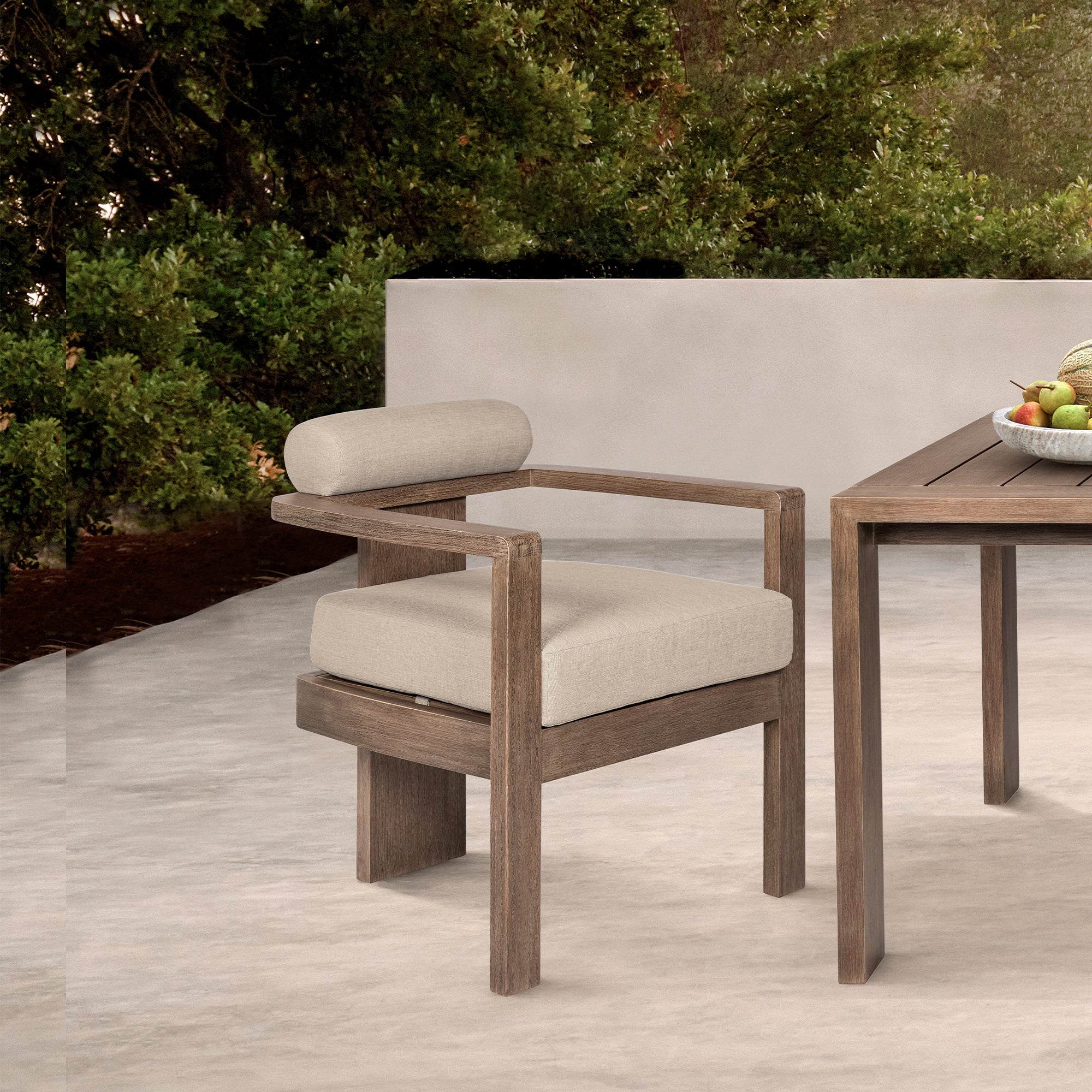 Relic Outdoor Patio Dining Chair in Weathered Eucalyptus Wood with Tau ...