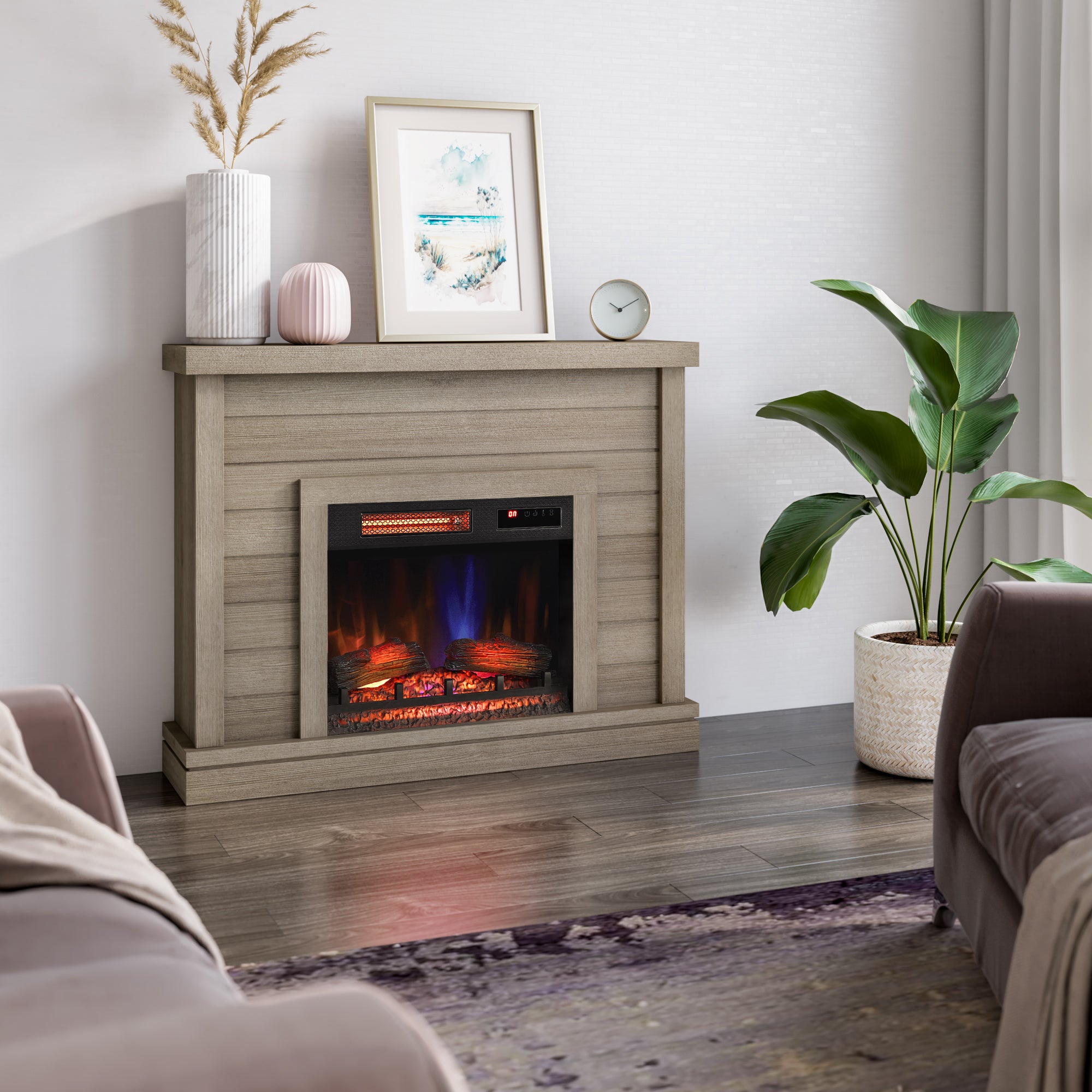 duraflame® Electric Fireplace Shiplap Wall Mantel – Walker Edison