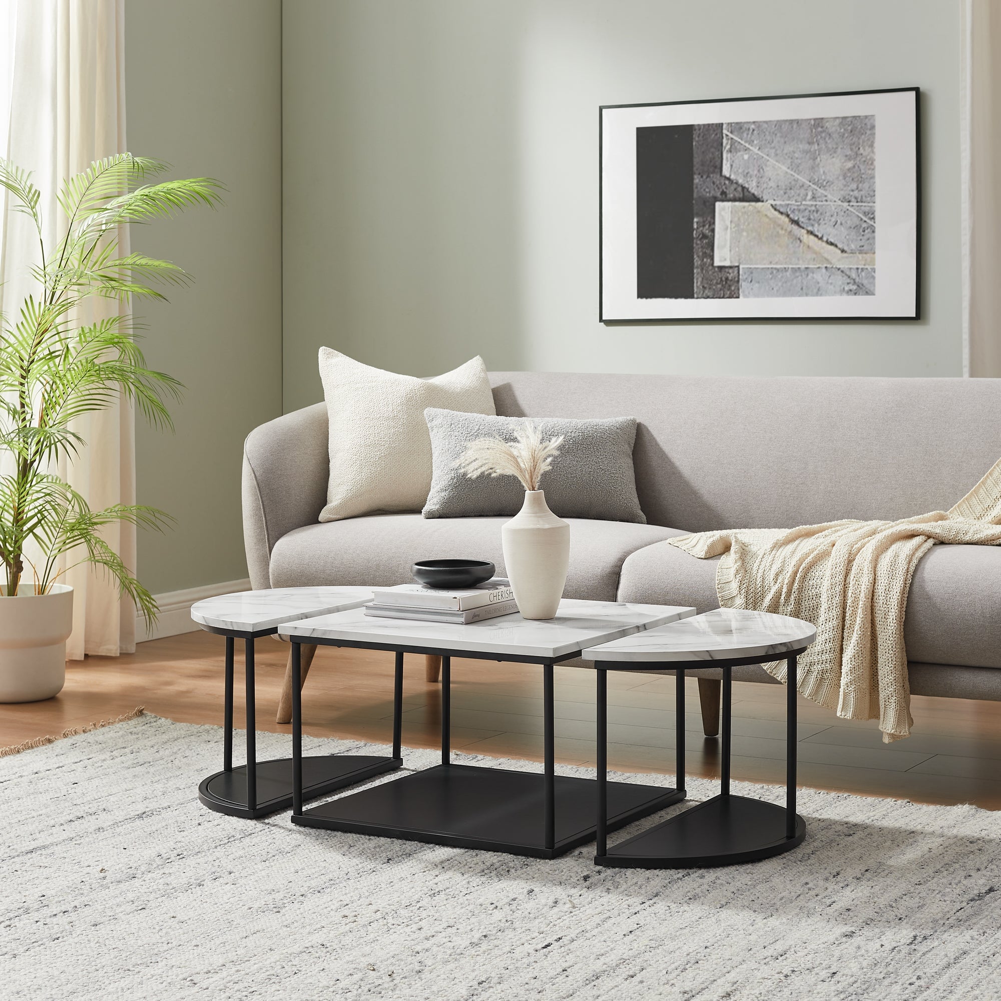 Contemporary 3 Piece Coffee Table Set – Walker Edison