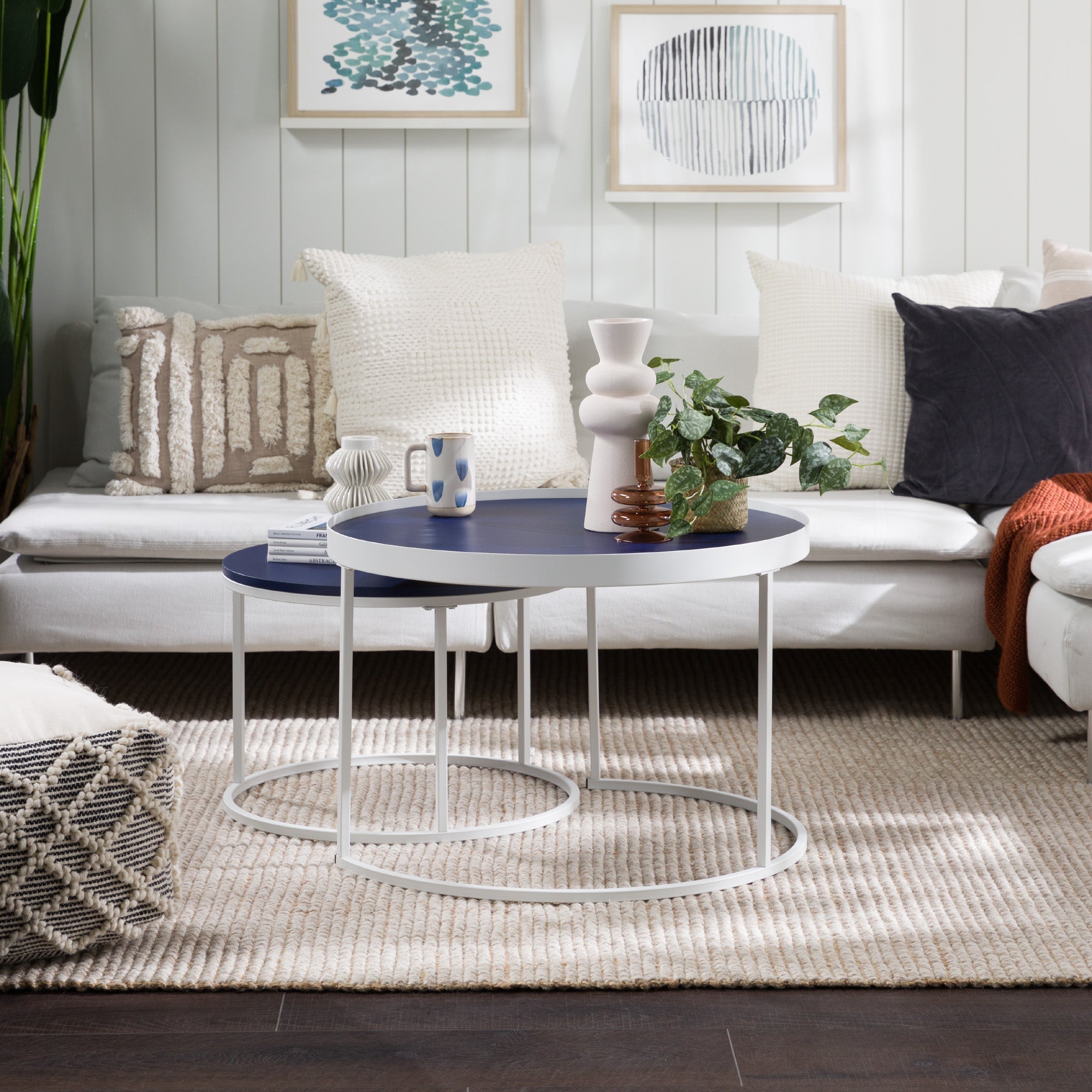 Modern Round Nesting Coffee Tables with Round Base, Set of 2 – Walker ...