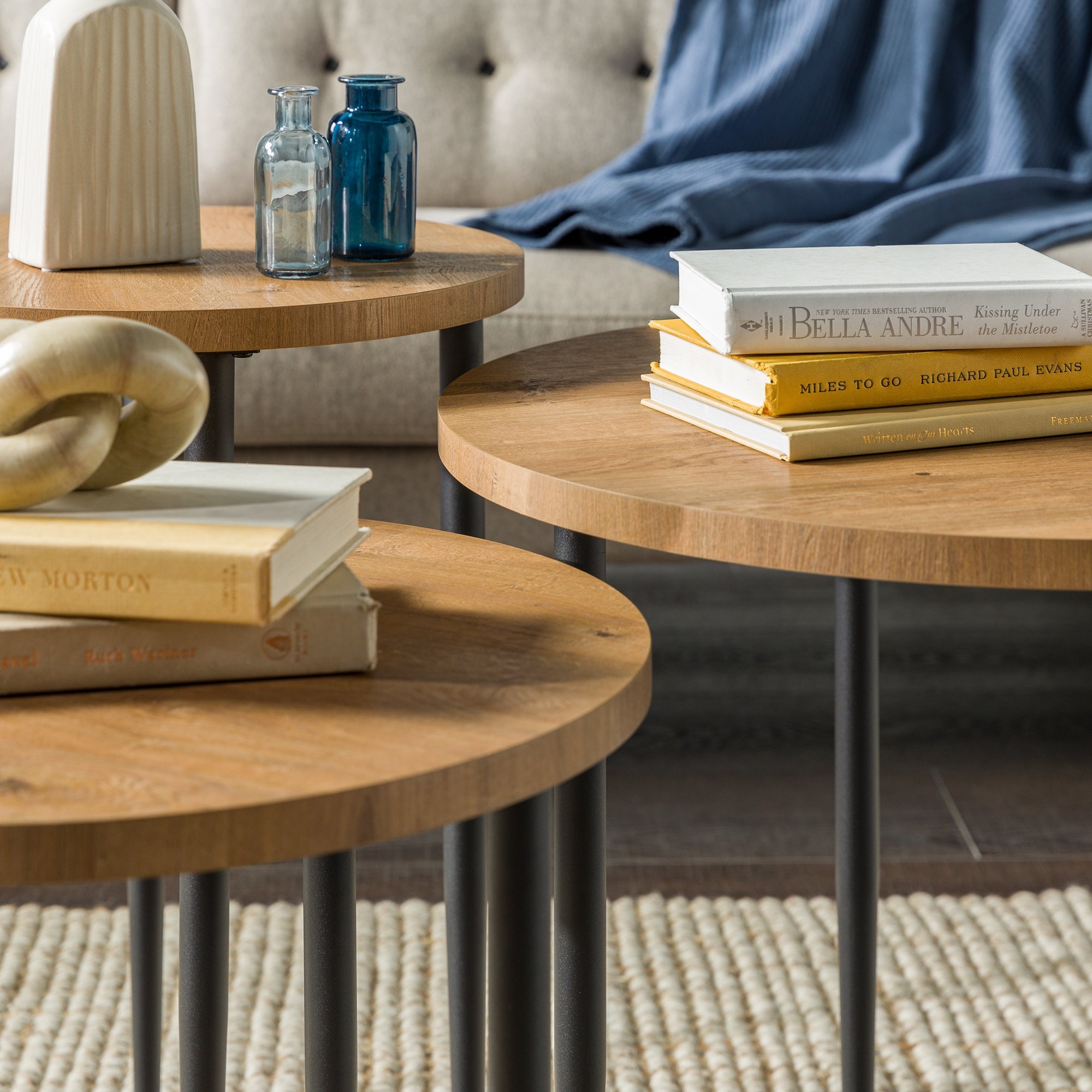 Modern Round Nesting Coffee Tables with Tapered Legs, Set of 3 – Walker ...