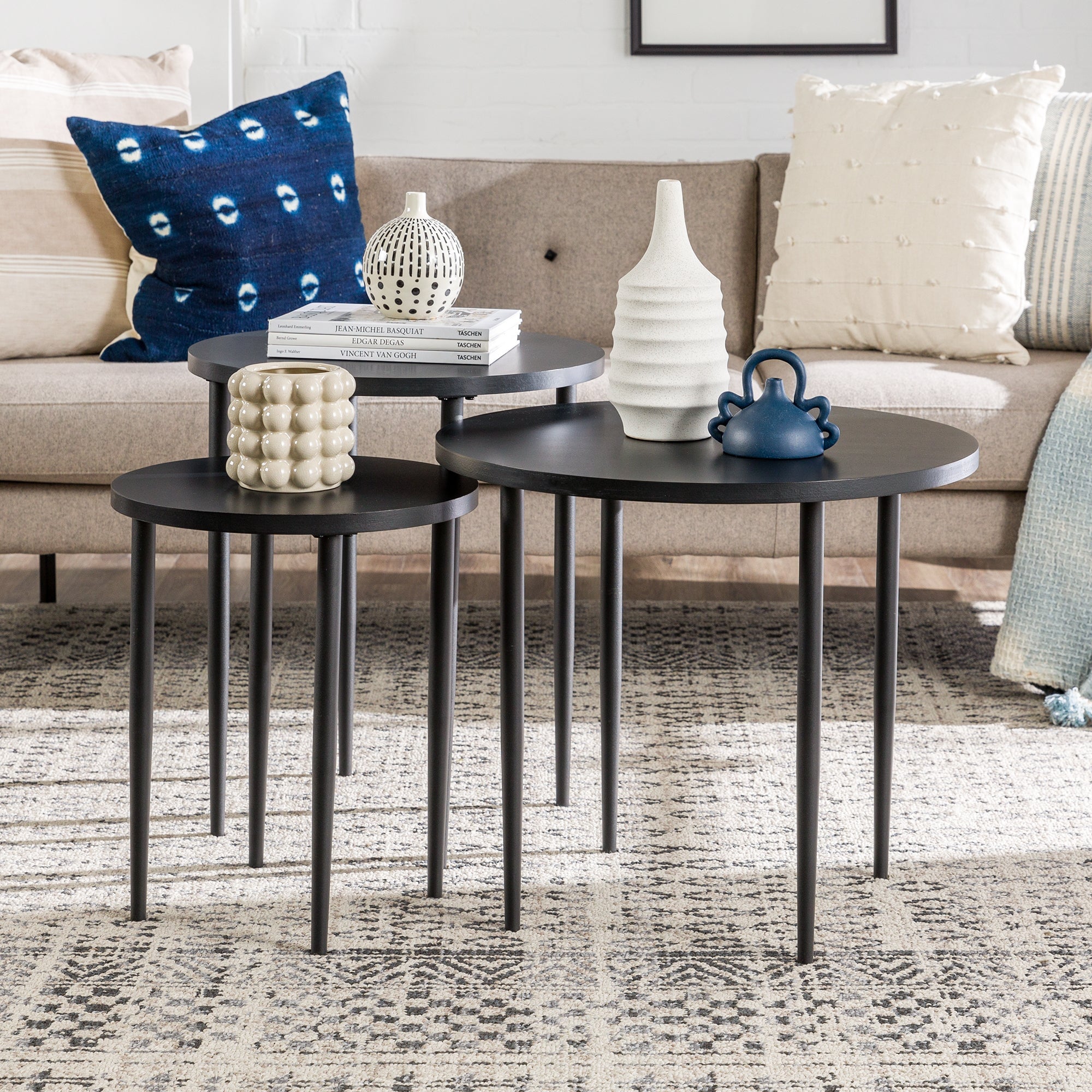 Modern Round Nesting Coffee Tables with Tapered Legs, Set of 3 – Walker ...