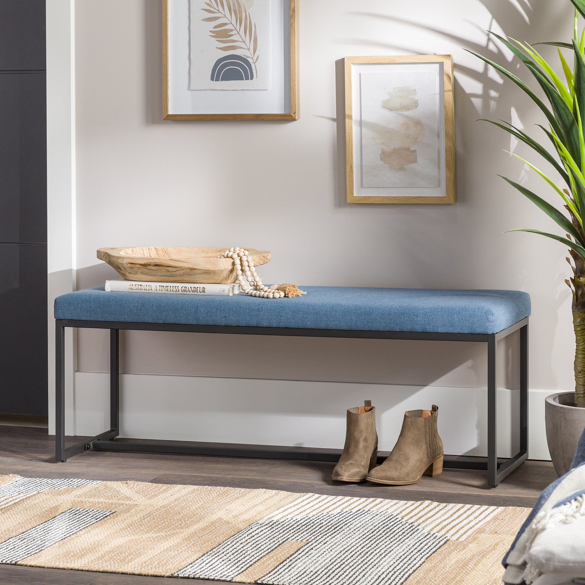 Ambrose Modern Minimalist Upholstered Fabric Entry Bench – Walker Edison