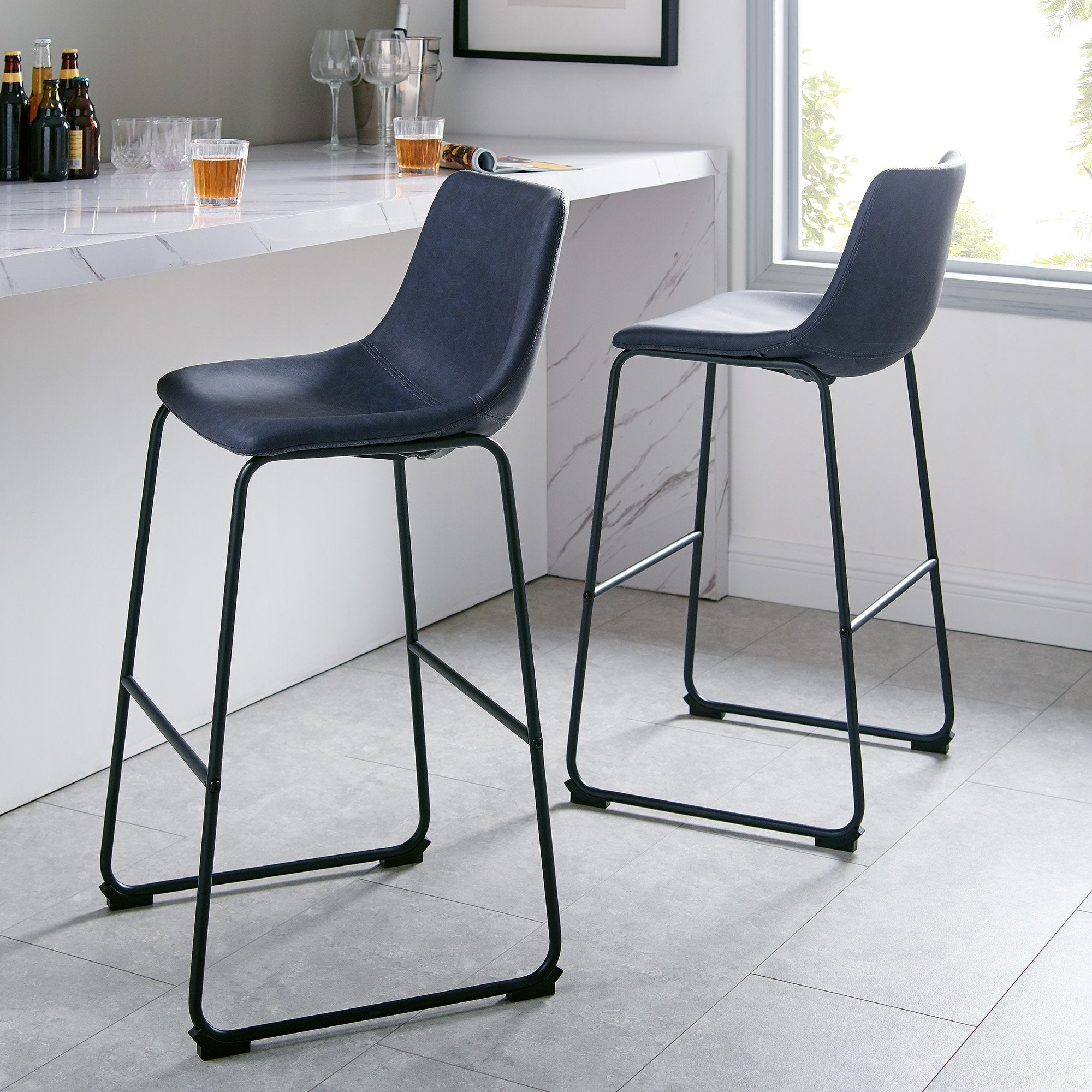 Faux Leather 2-Piece Bar Stools – Walker Edison