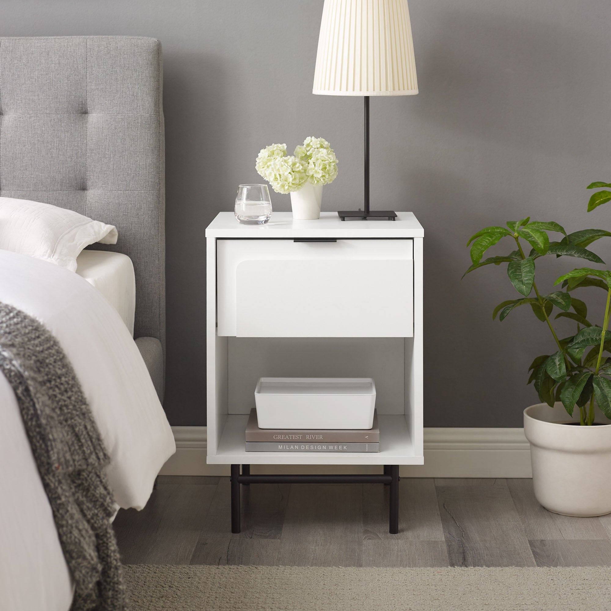 18" Contemporary 1-Drawer Nightstand – Walker Edison