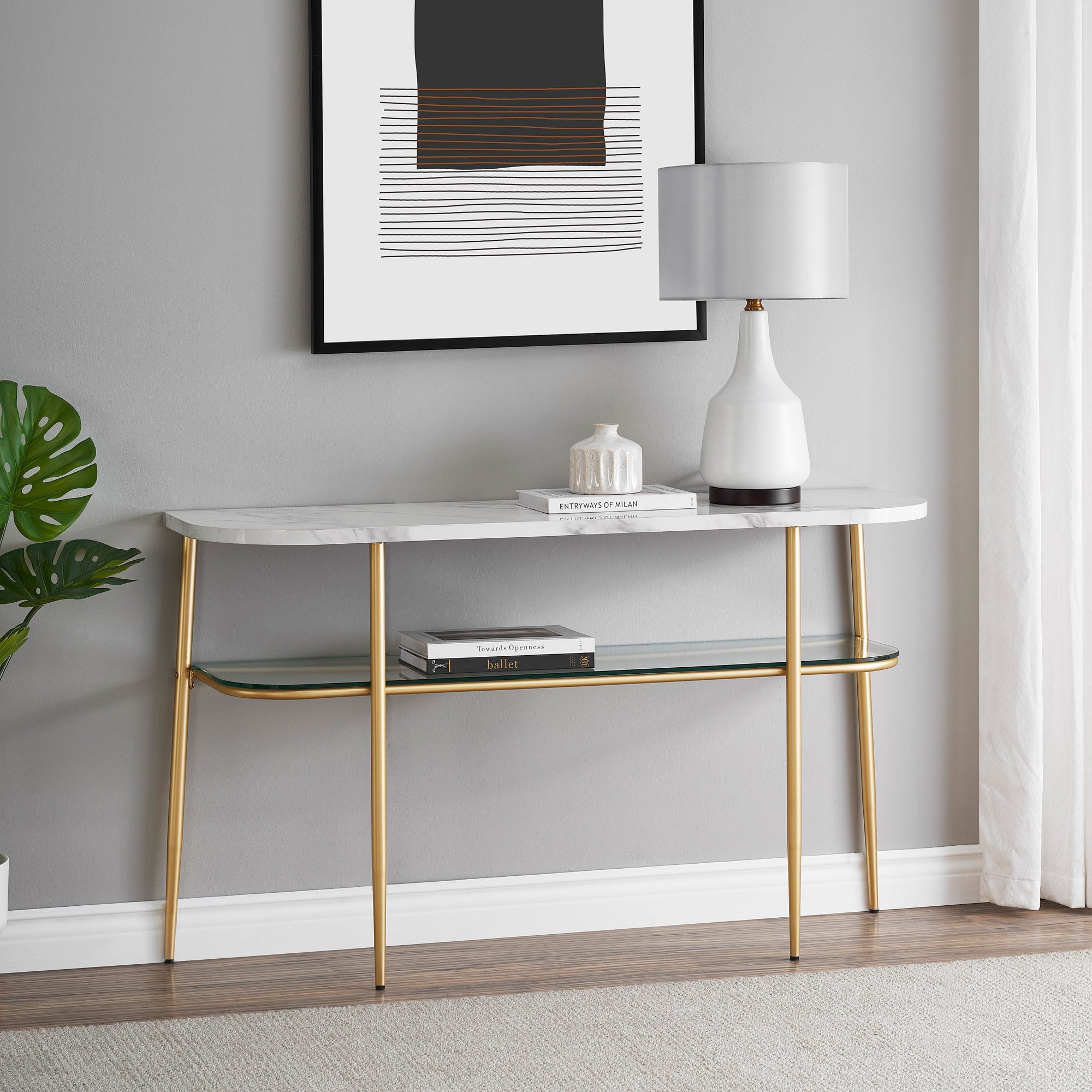 Tilly Modern Minimal Curved Faux Marble Entry Table – Walker Edison