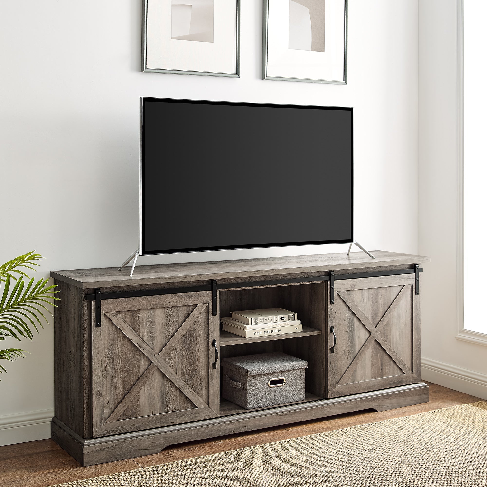 70" Sliding Barn Door TV Console – Walker Edison