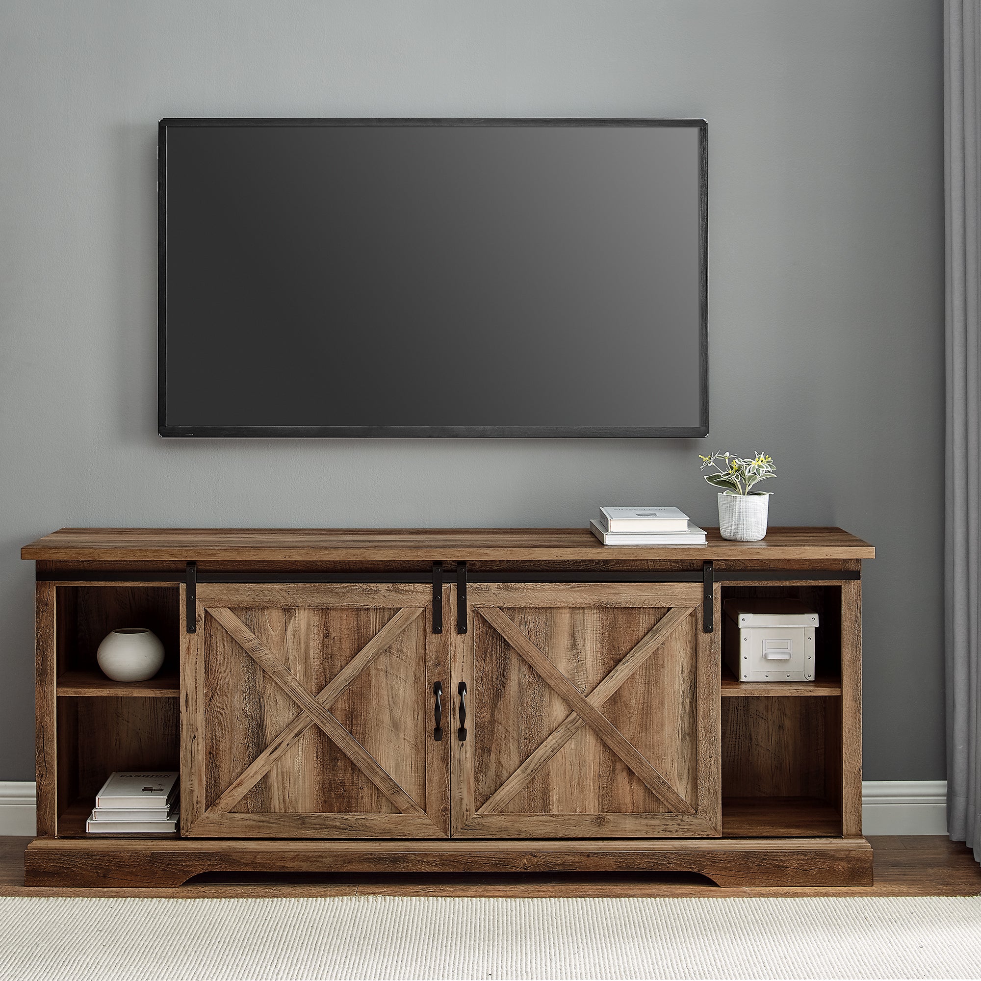 70" Sliding Barn Door TV Console – Walker Edison