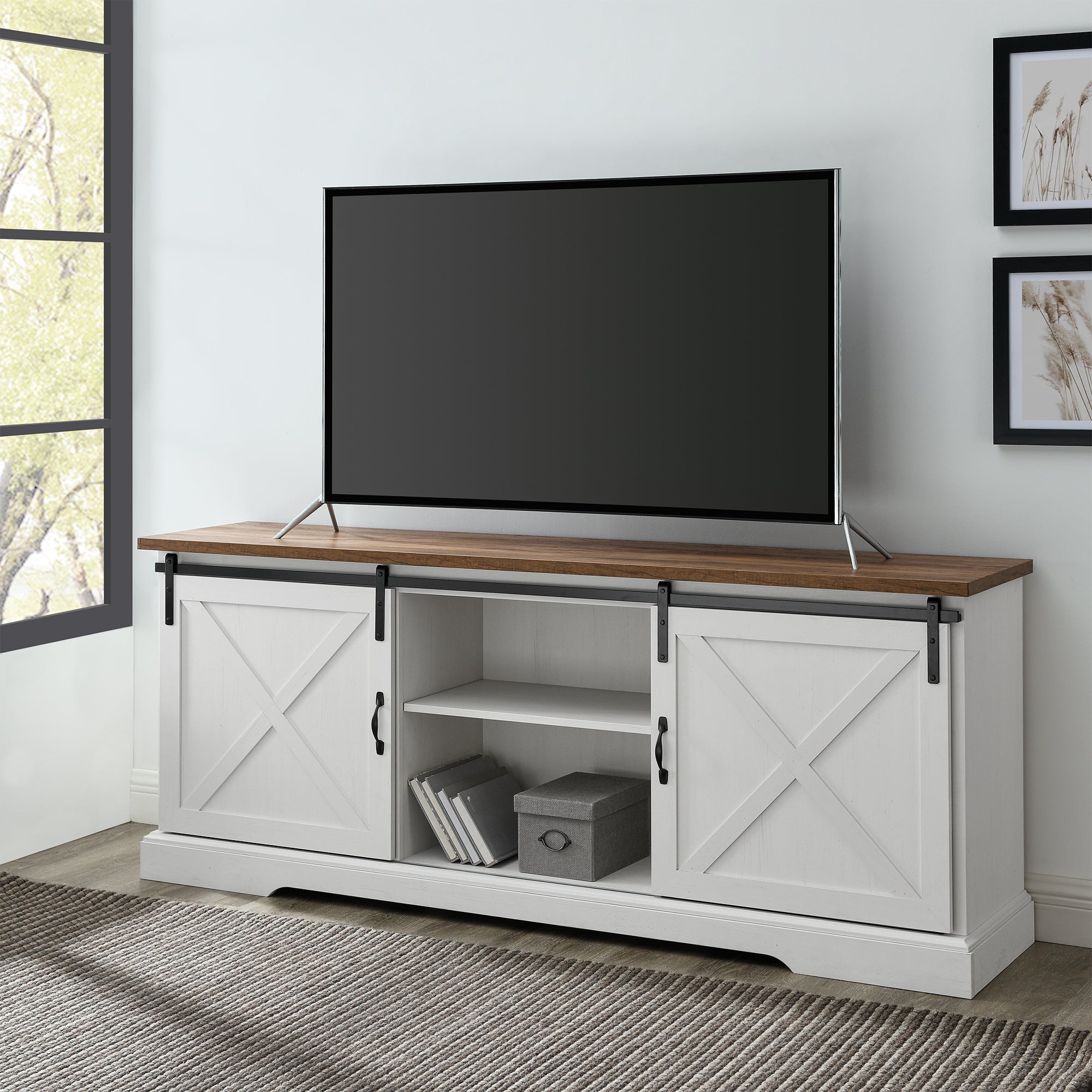 70" Sliding Barn Door TV Console – Walker Edison